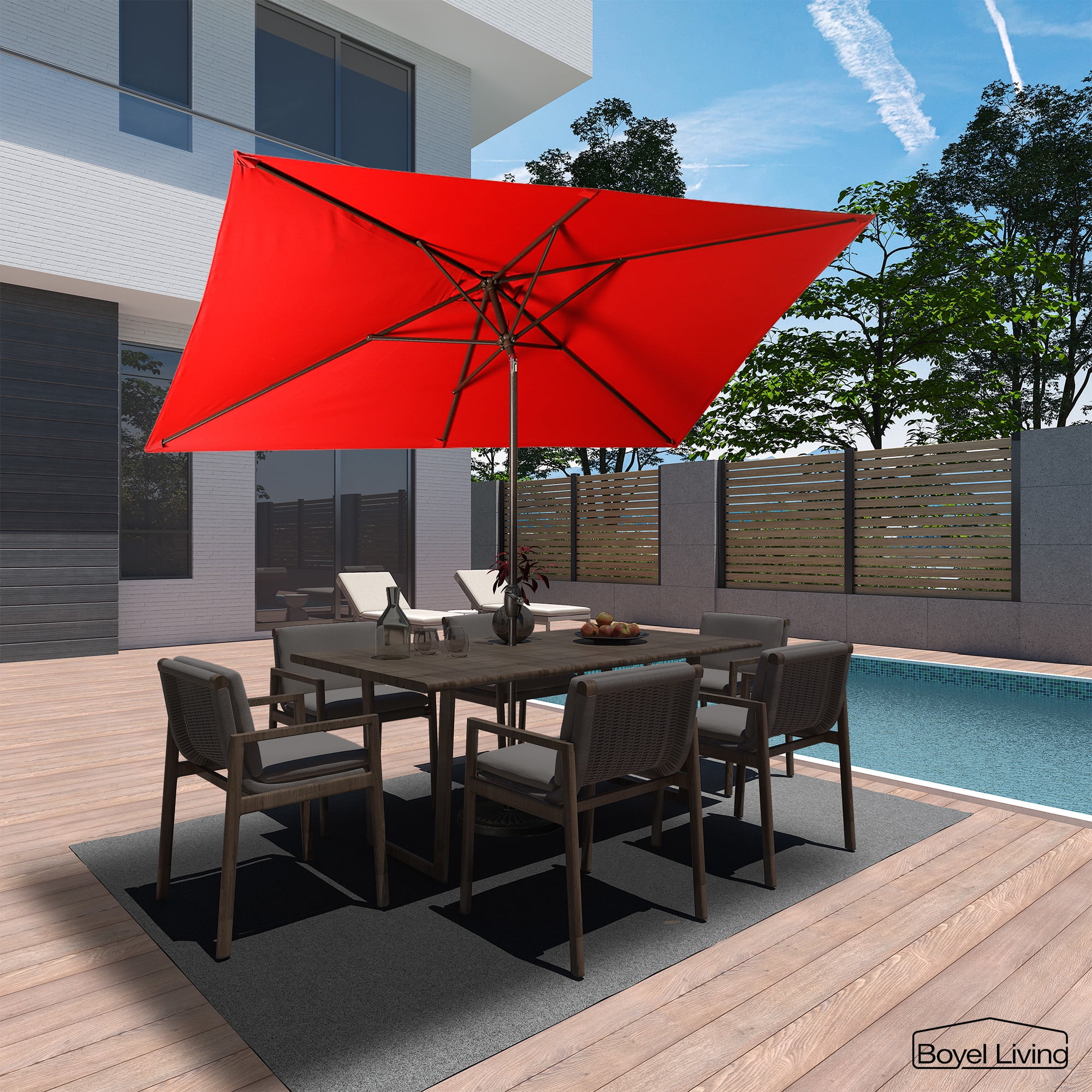 Boyel Living 10 x 6.5ft Rectangular Market Umbrella Patio Umbrella ...