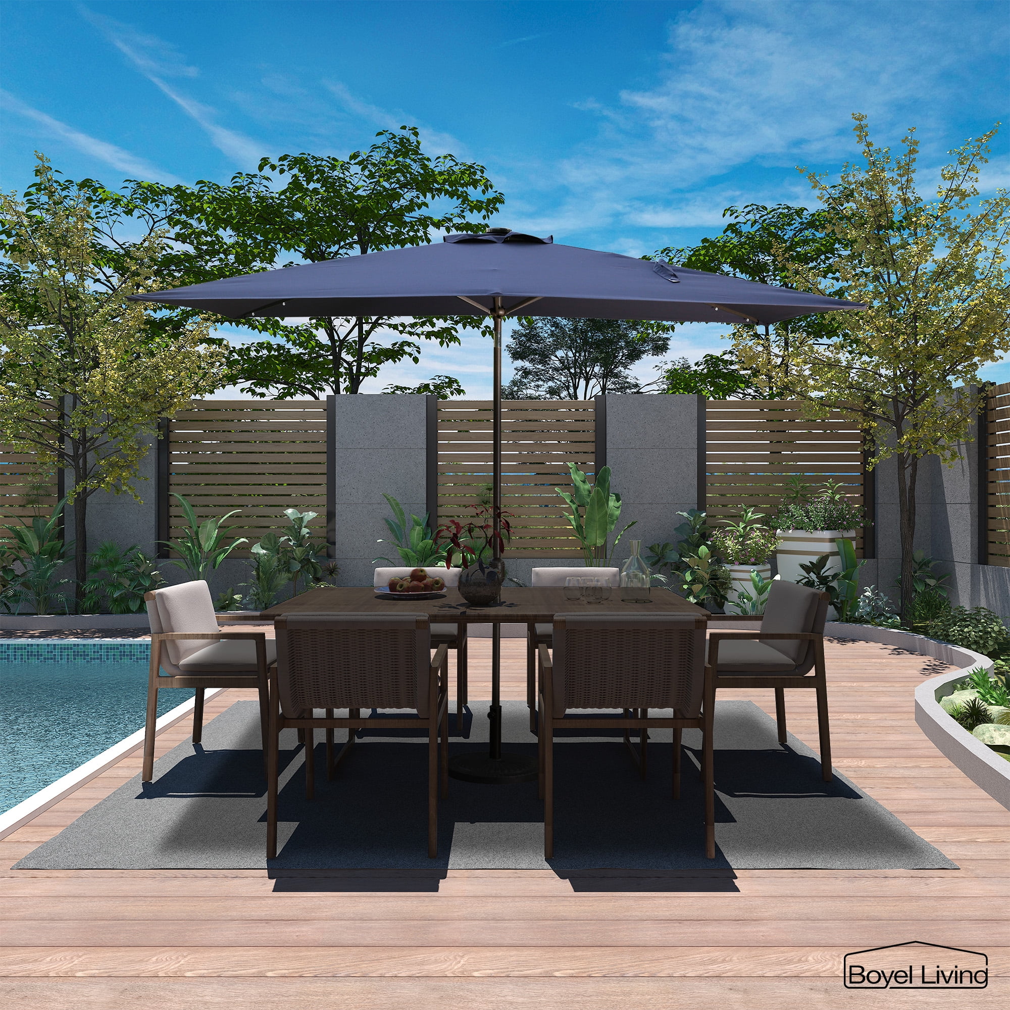Boyel Living 10 x 6.5ft Rectangular Patio Umbrellas LED Light Market ...