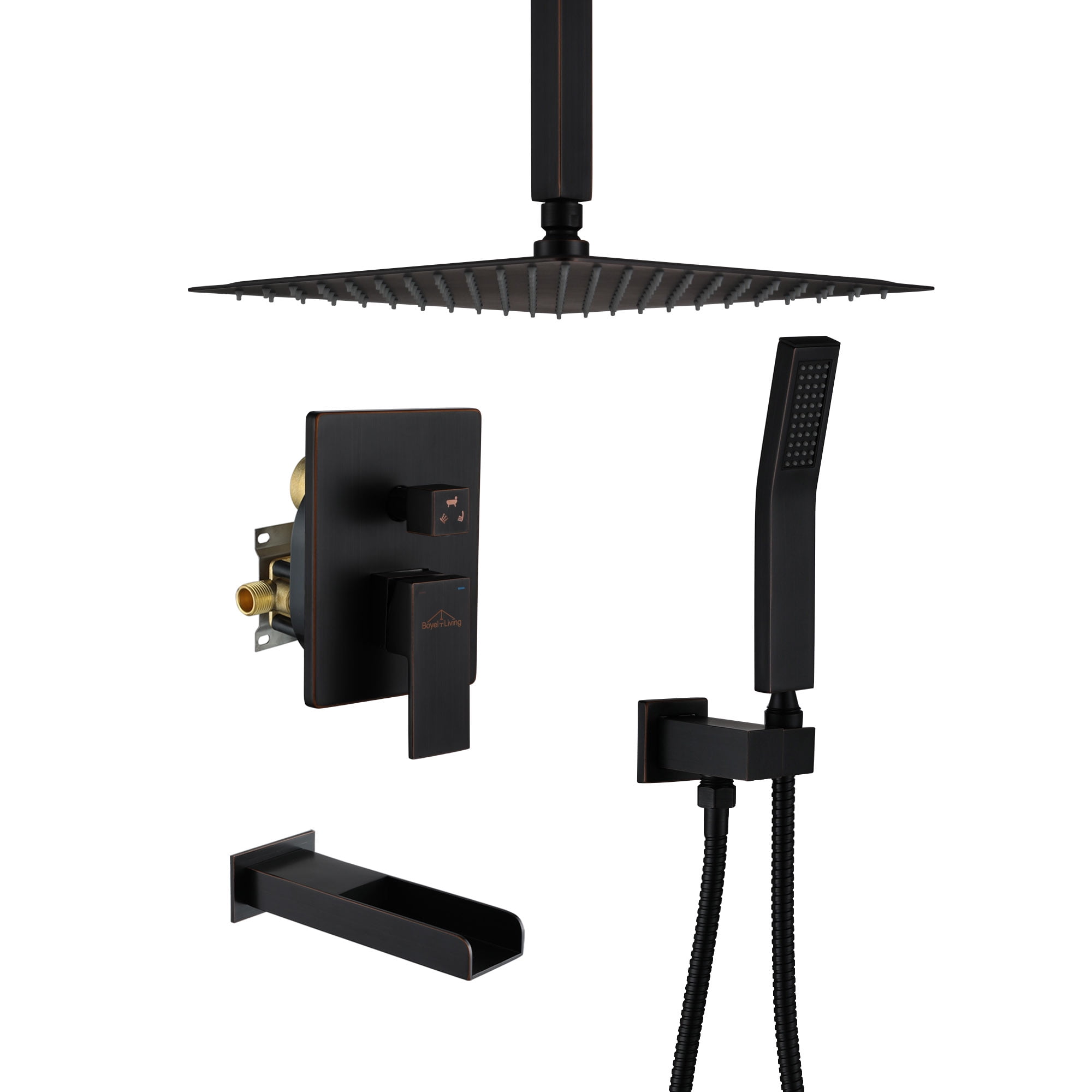 Boyel Living 12 Inch Oil Rubbed Bronze Handheld Shower Ceiling Mount ...