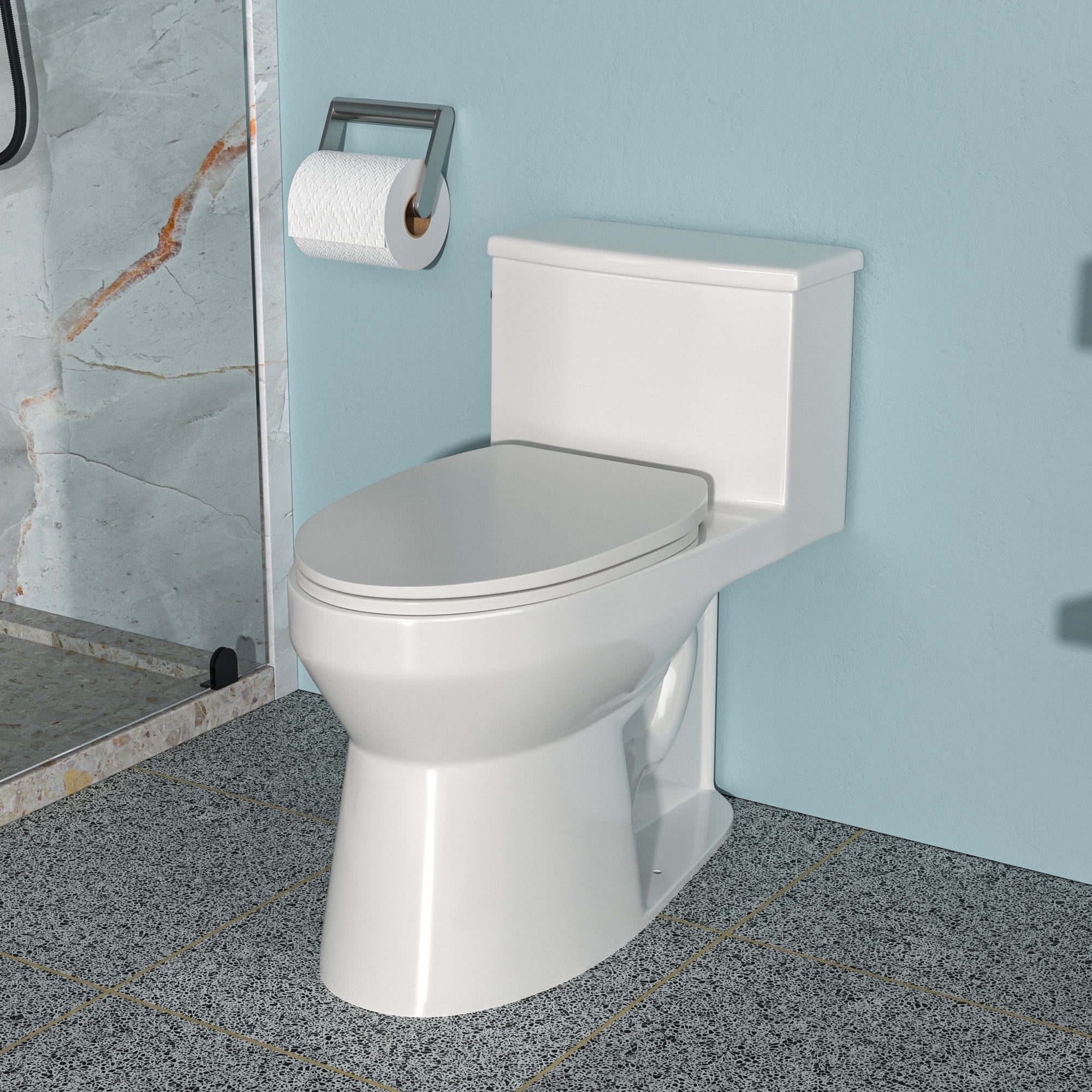 Boyel Living 12 inch One Piece 1.28 GPF Single Flush Elongated Toilet ...