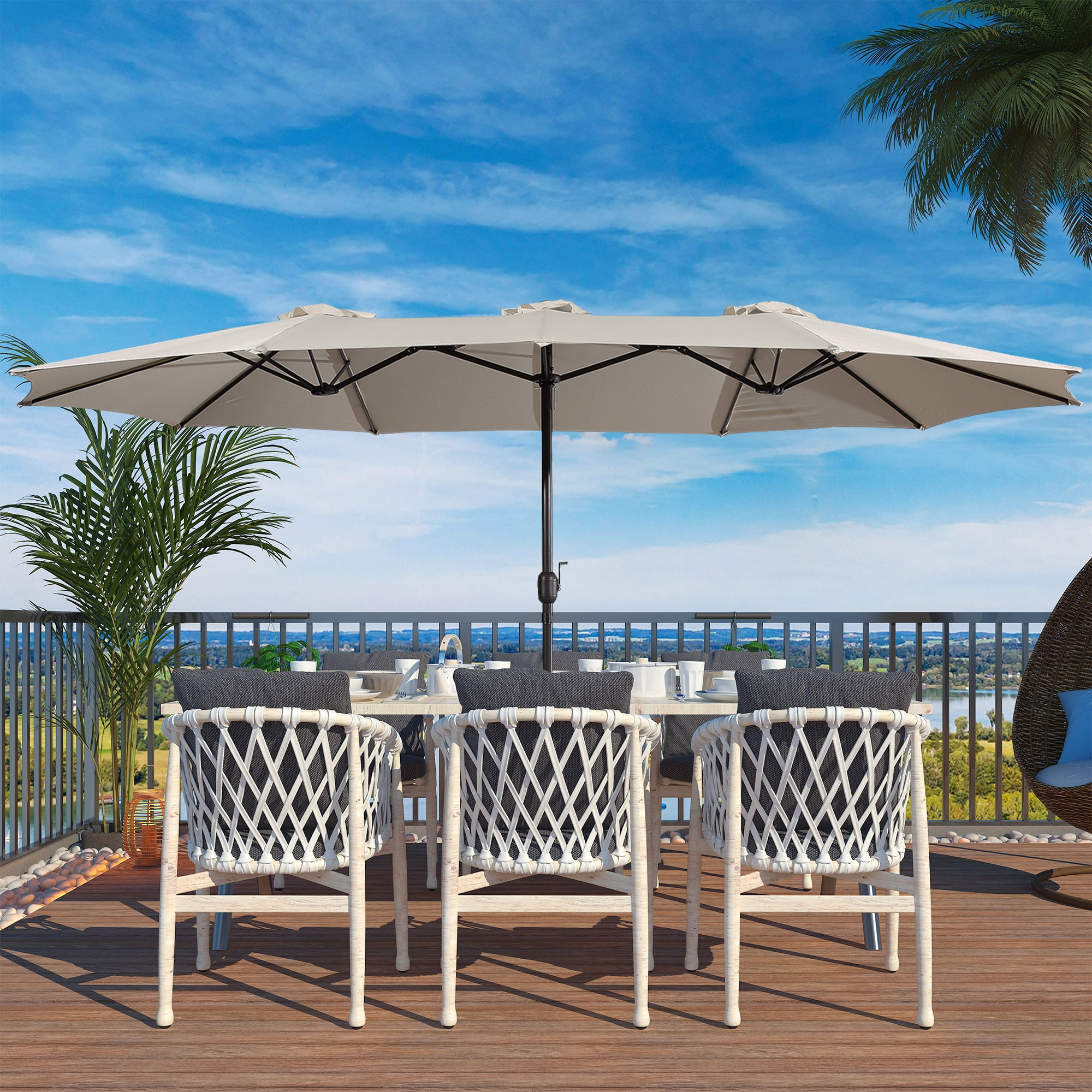 Boyel Living 15ft Double-Sided Patio Market Umbrella with iron Base ...