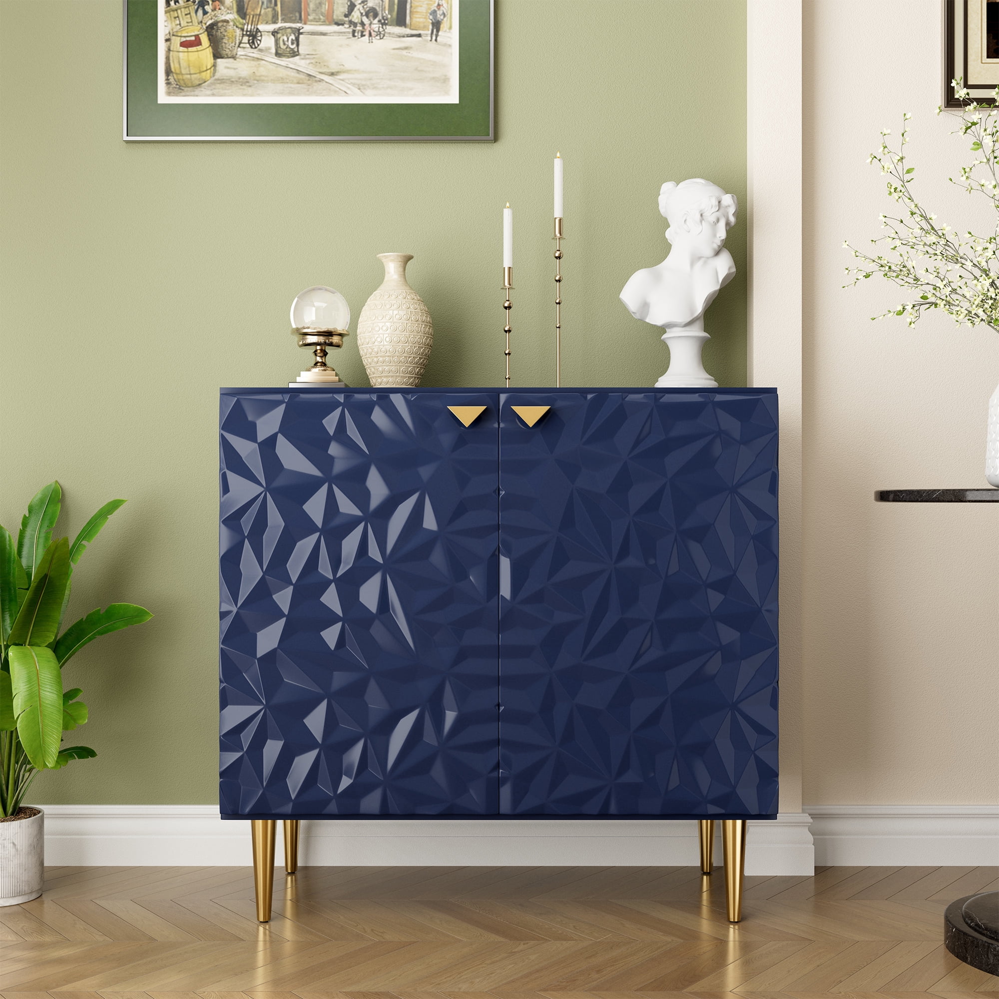 Boyel Living 2-Door Accent Sideboard Storage Cabinet, Blue Modern ...