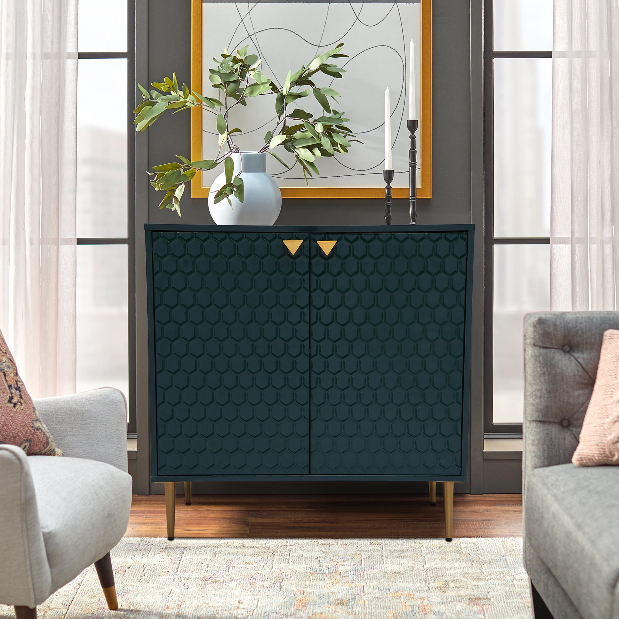 Boyel Living Green 2-Door Accent Sideboard Storage Cabinet, MDF, 35.5 ...