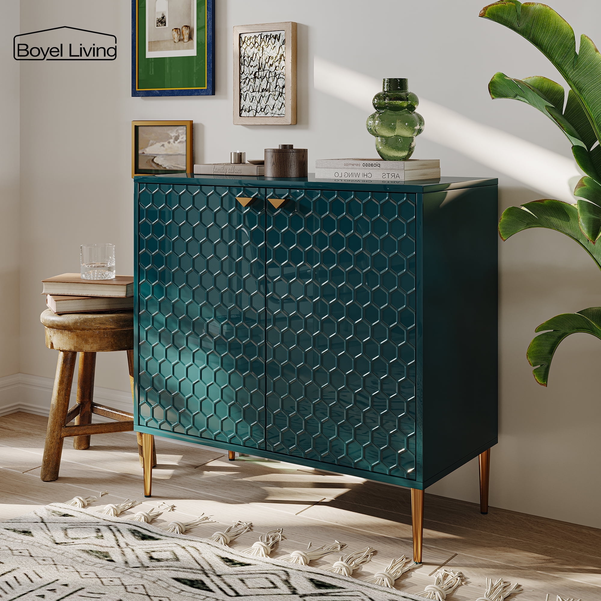 Boyel Living 2-Door Accent Sideboard Storage Cabinet, Green Modern ...