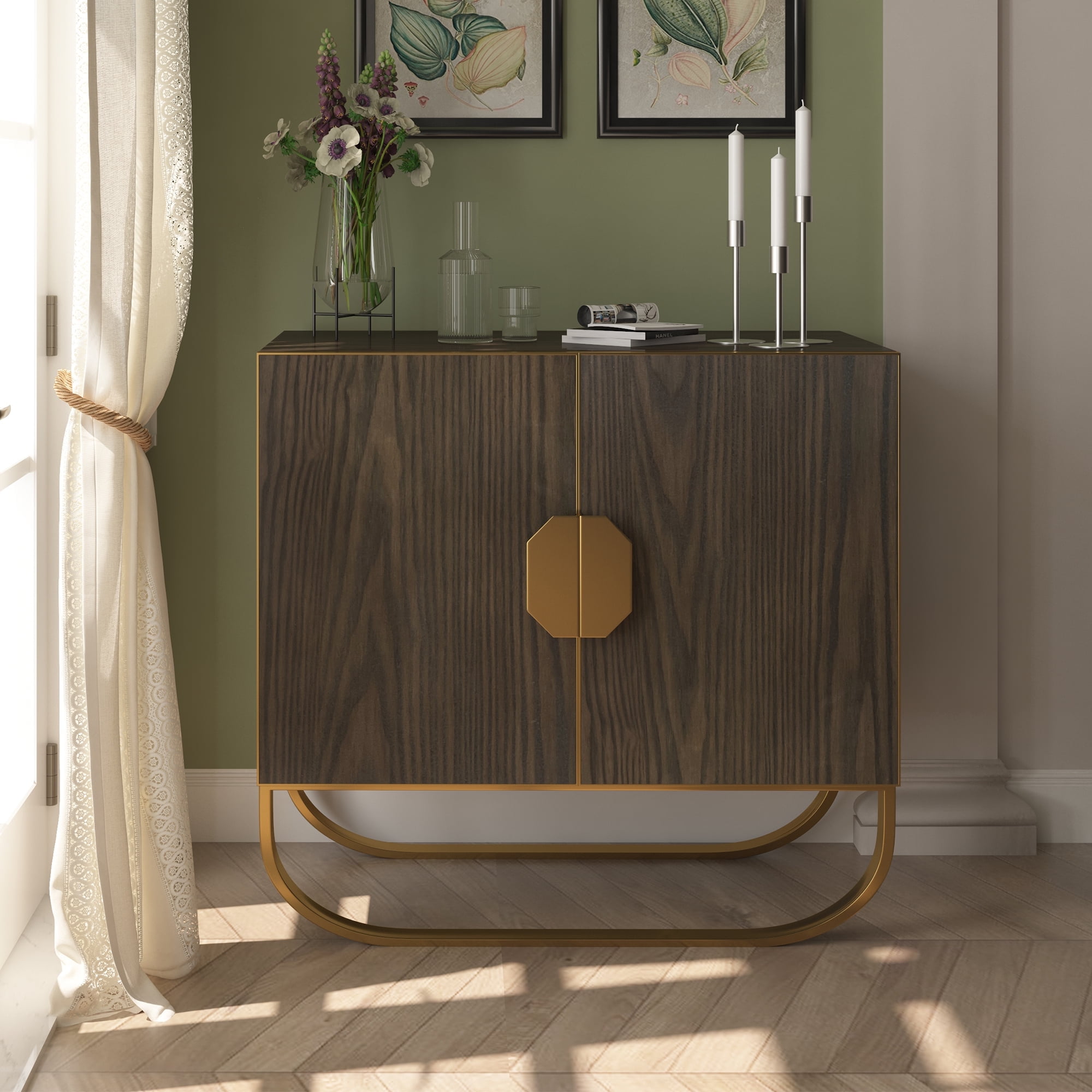 Boyel Living 2 Doors Sideboard Buffet Cabinet, 31" Brown Modern Buffet ...