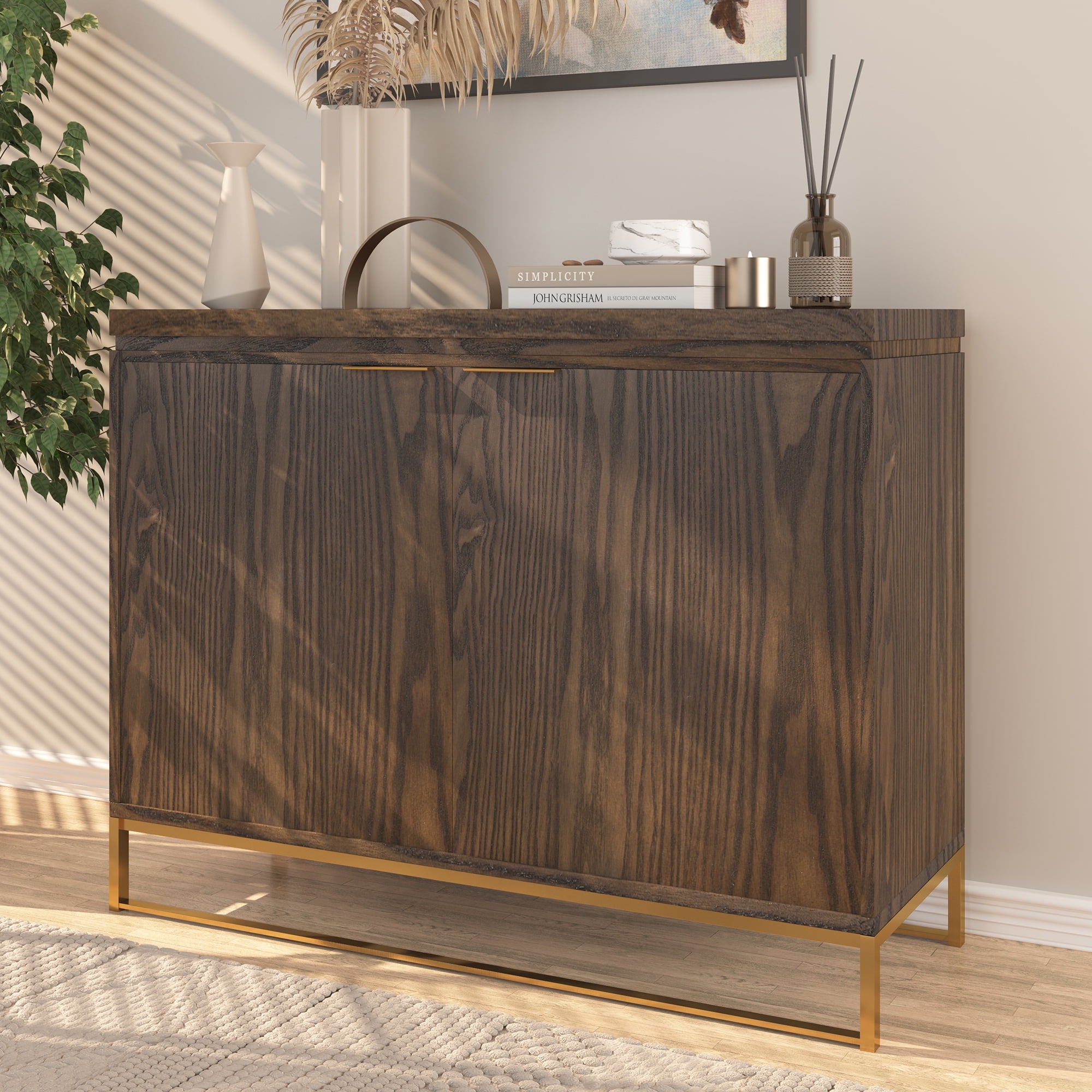 Boyel Living 2 Doors Sideboard Buffet Cabinet, Modern Buffet Storage Cabinet Kitchen Cupboard ...
