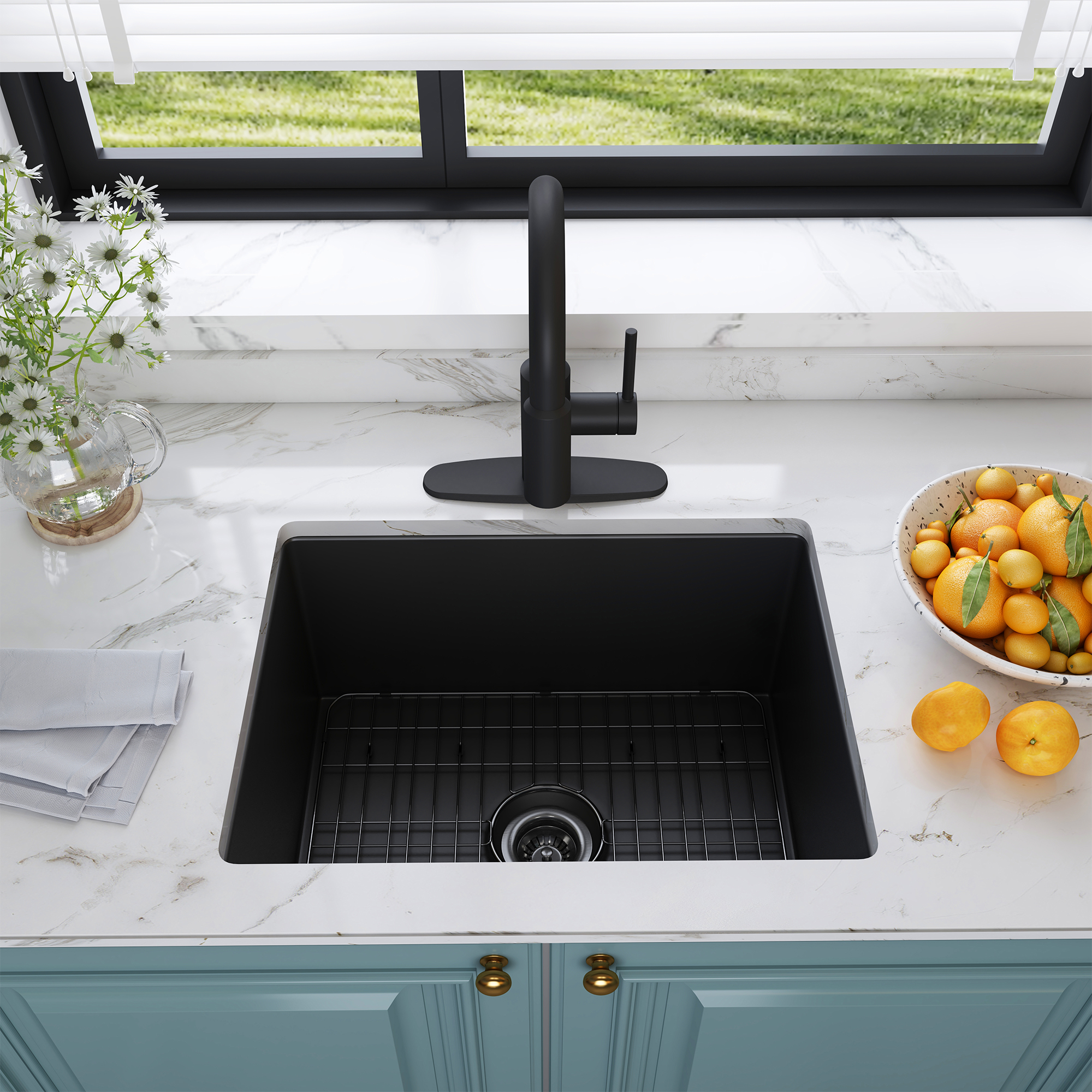 Boyel Living 24 in Kitchen Sink Under Mount Single Bowl Fine Fireclay ...