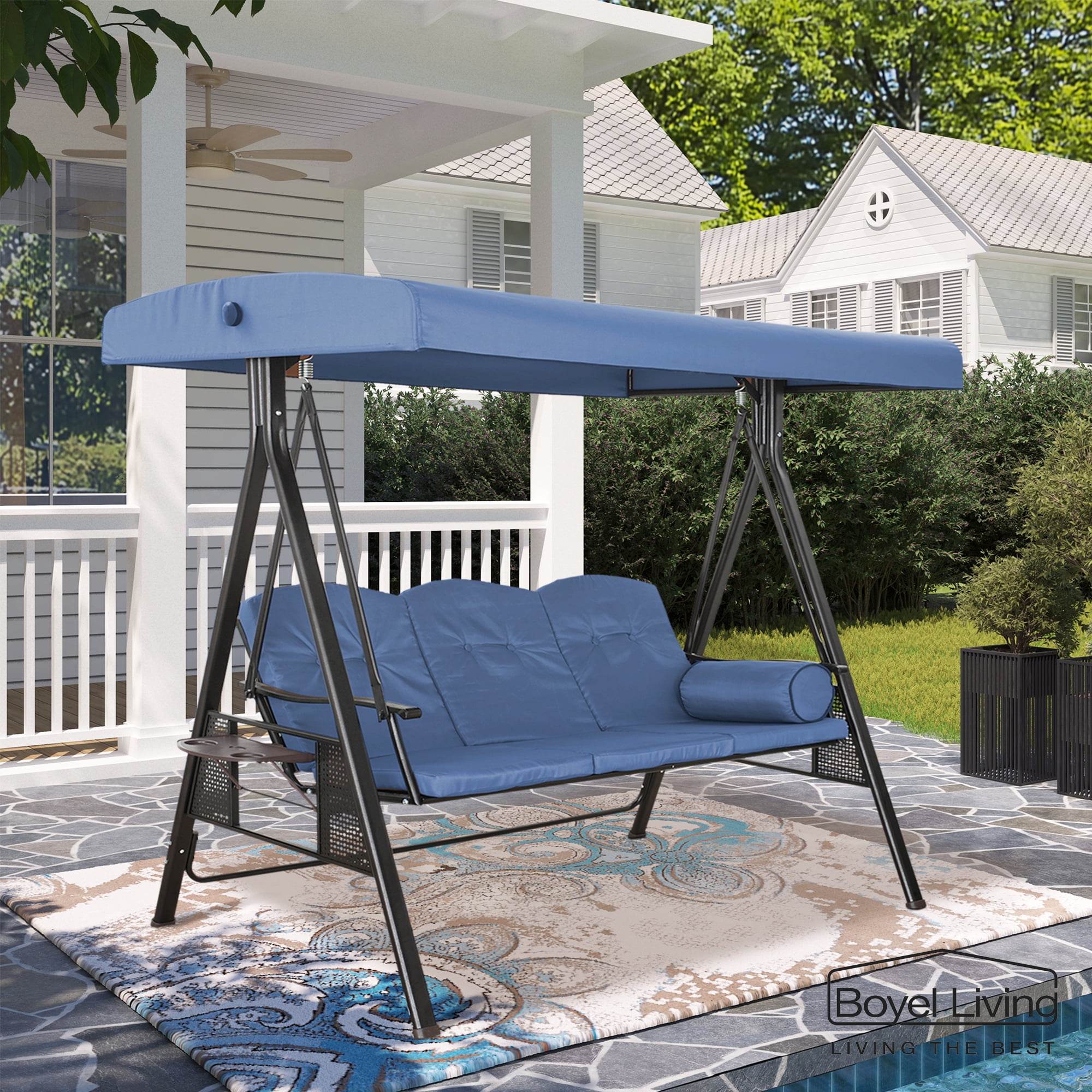 Boyel Living 3 Seat Patio Swings with Canopy, Outdoor Canopy Swing ...