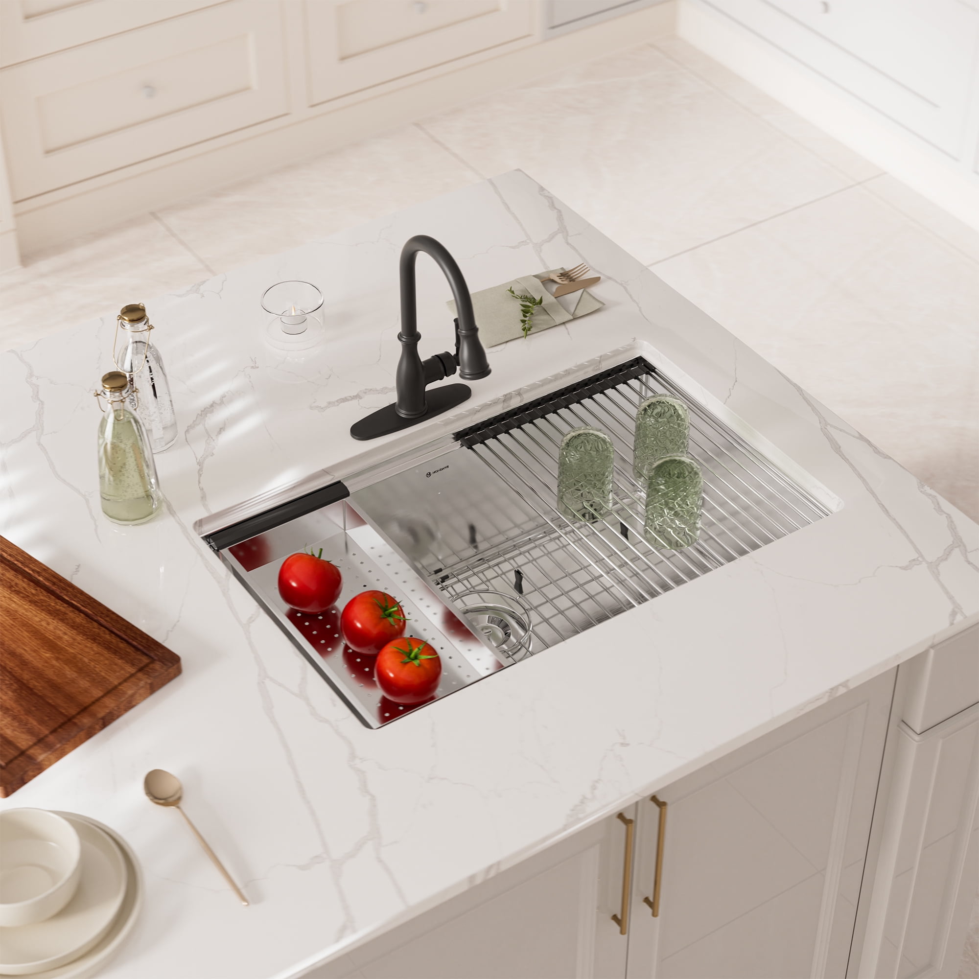 Boyel Living 30" x 19" Stainless Steel Brushed Kitchen Sink,Single Bowl ...