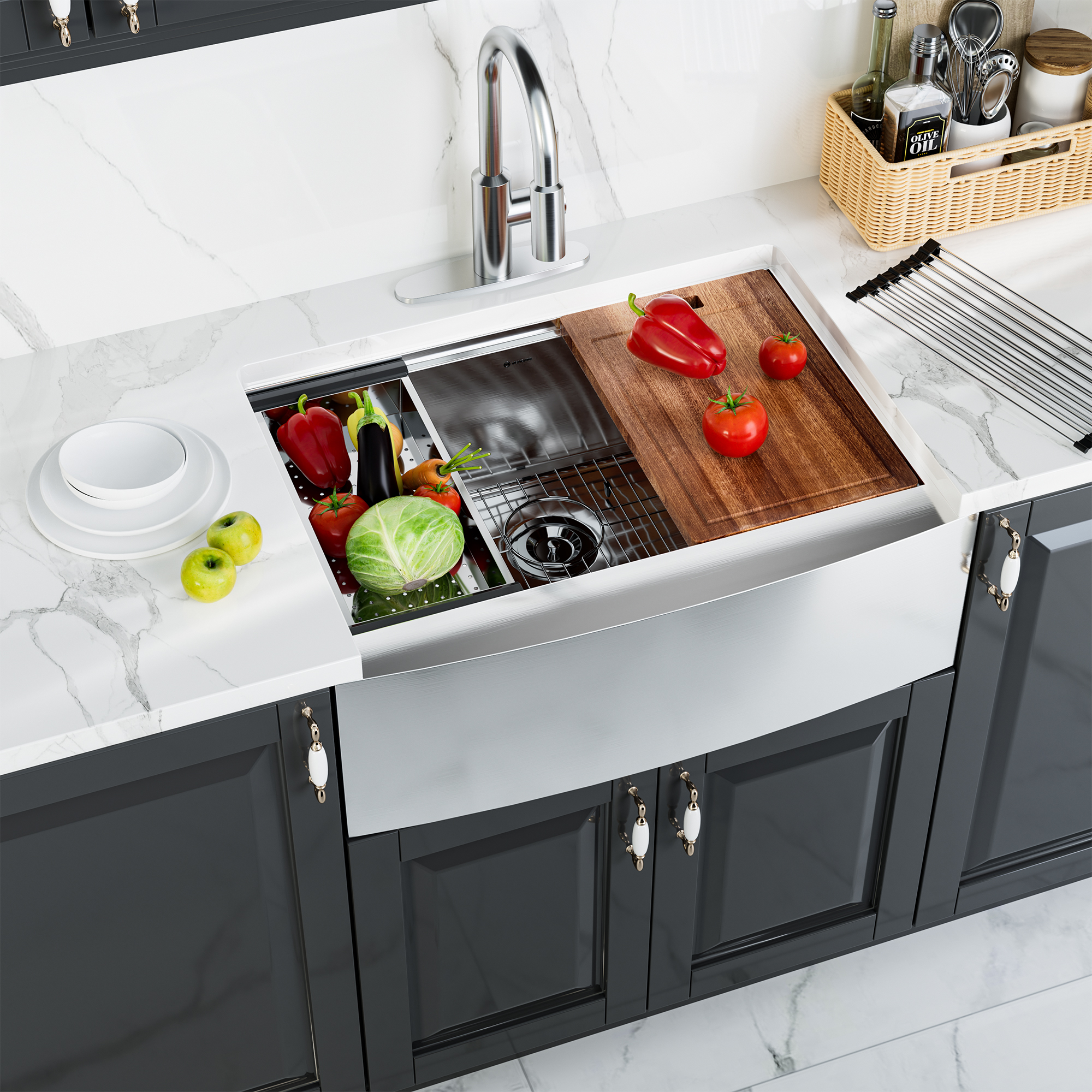 Boyel Living 30" x 22" Kitchen Sink Large Capacity Single Bowl Kitchen ...