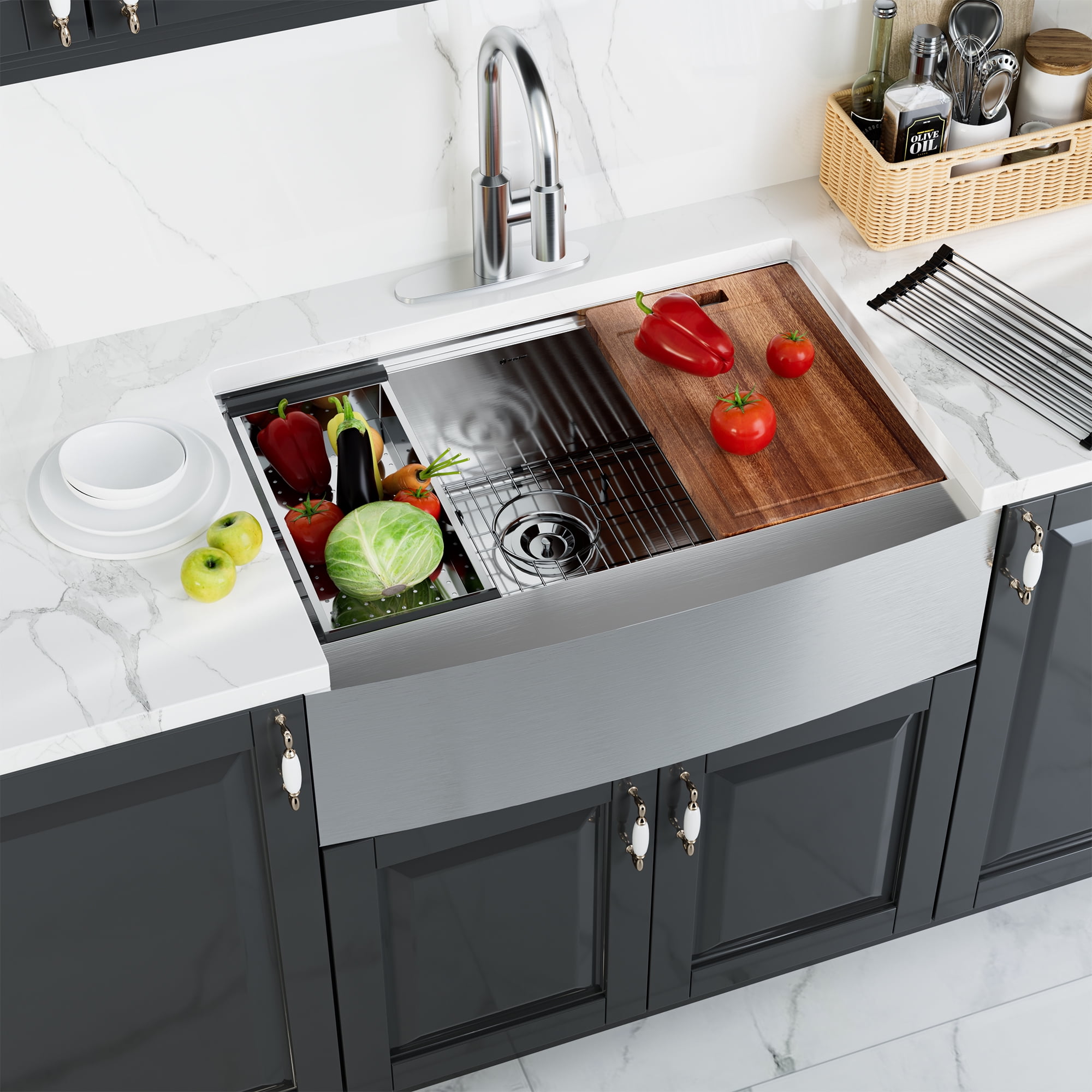 Boyel Living 33" x 22" Kitchen Sink Large Capacity Single Bowl Kitchen ...