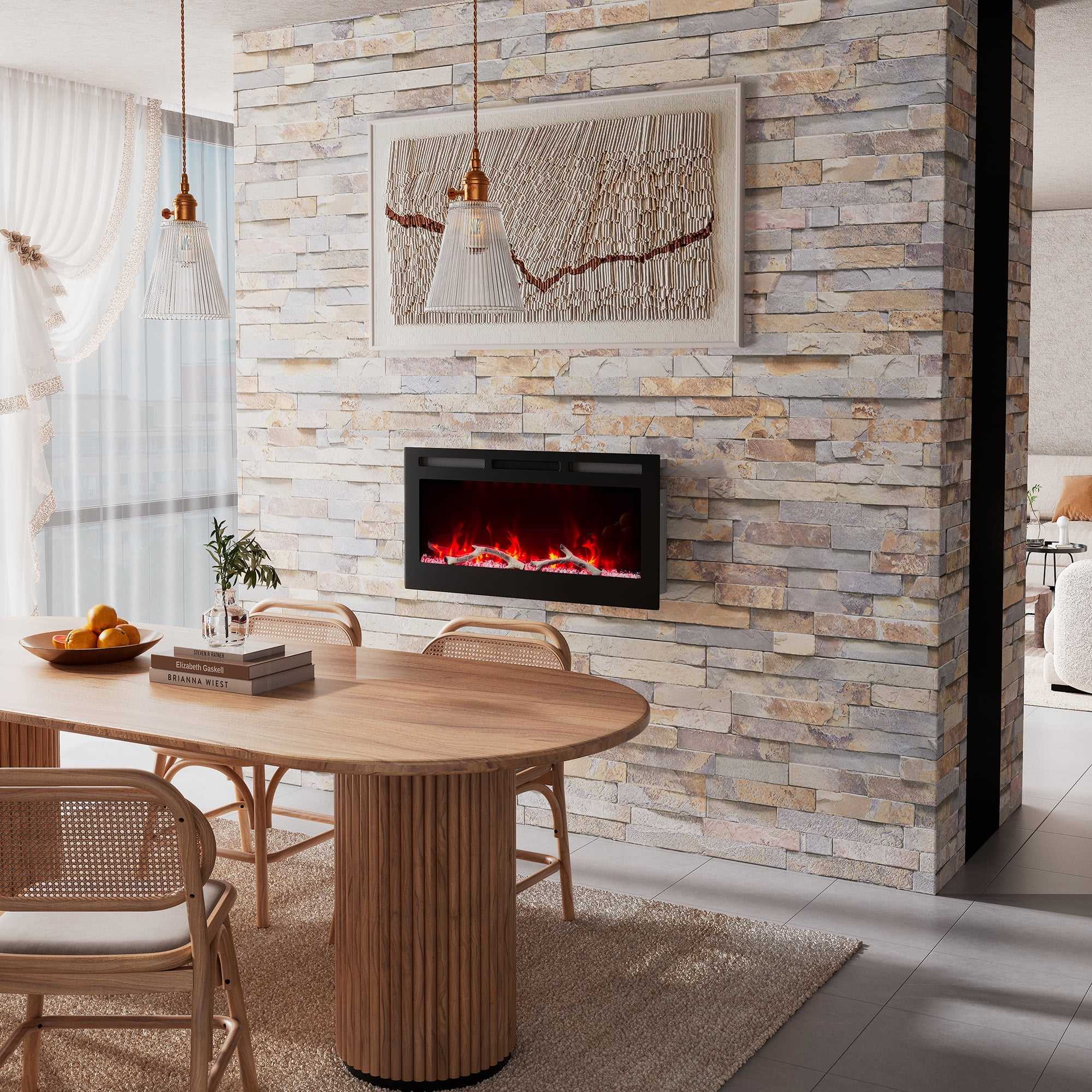 Boyel Living 36" Wall Mounted Recessed Electric Fireplace, Electric ...