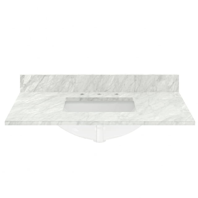 Boyel Living Carrara Marble Vanity Top, 37" x 22", White, Single-Sink ...