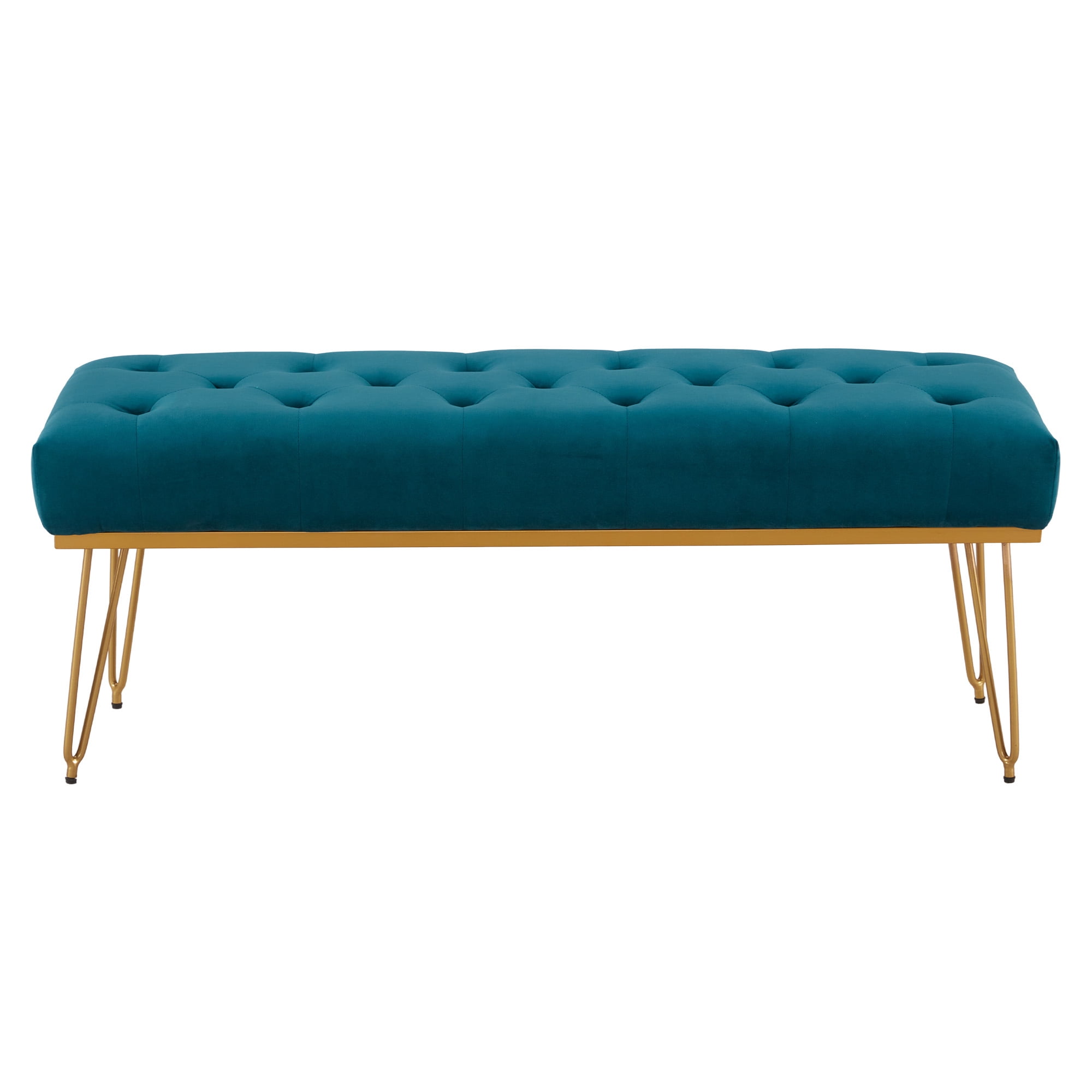 Boyel Living 45" Linen Bedroom Bench with Gold Legs, Indoor Benches for ...