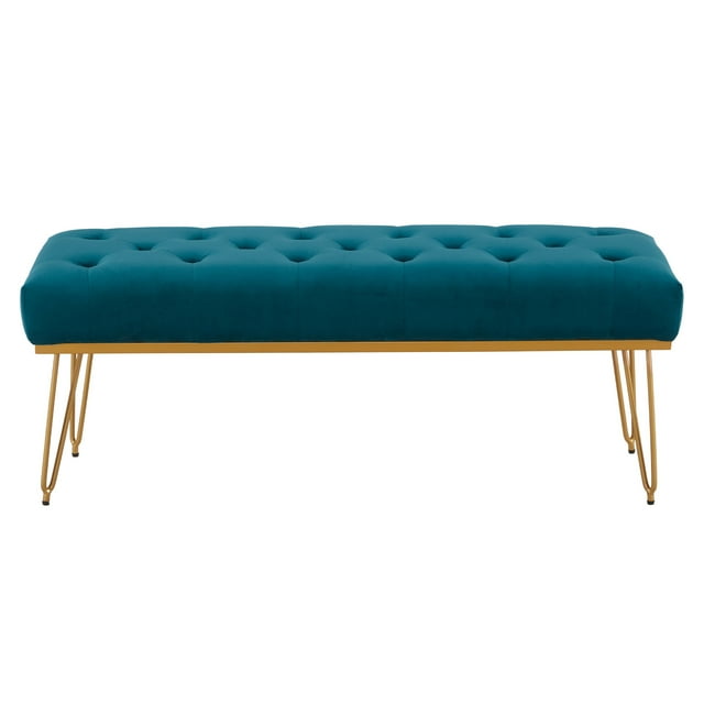 Boyel Living 45" Linen Bedroom Bench with Gold Legs, Indoor Benches for ...