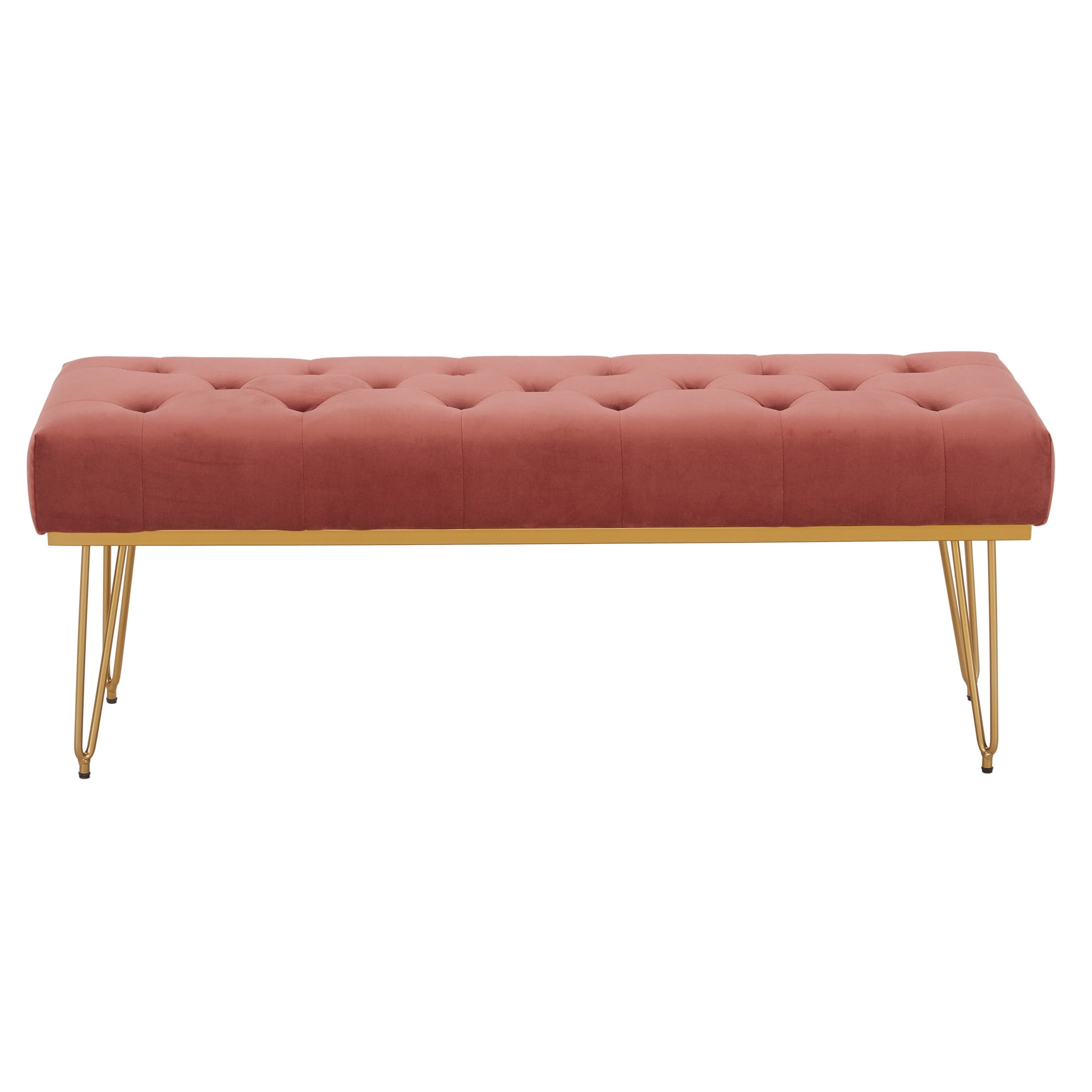 Boyel Living 45" Linen Bedroom Bench with Gold Legs, Indoor Benches for ...