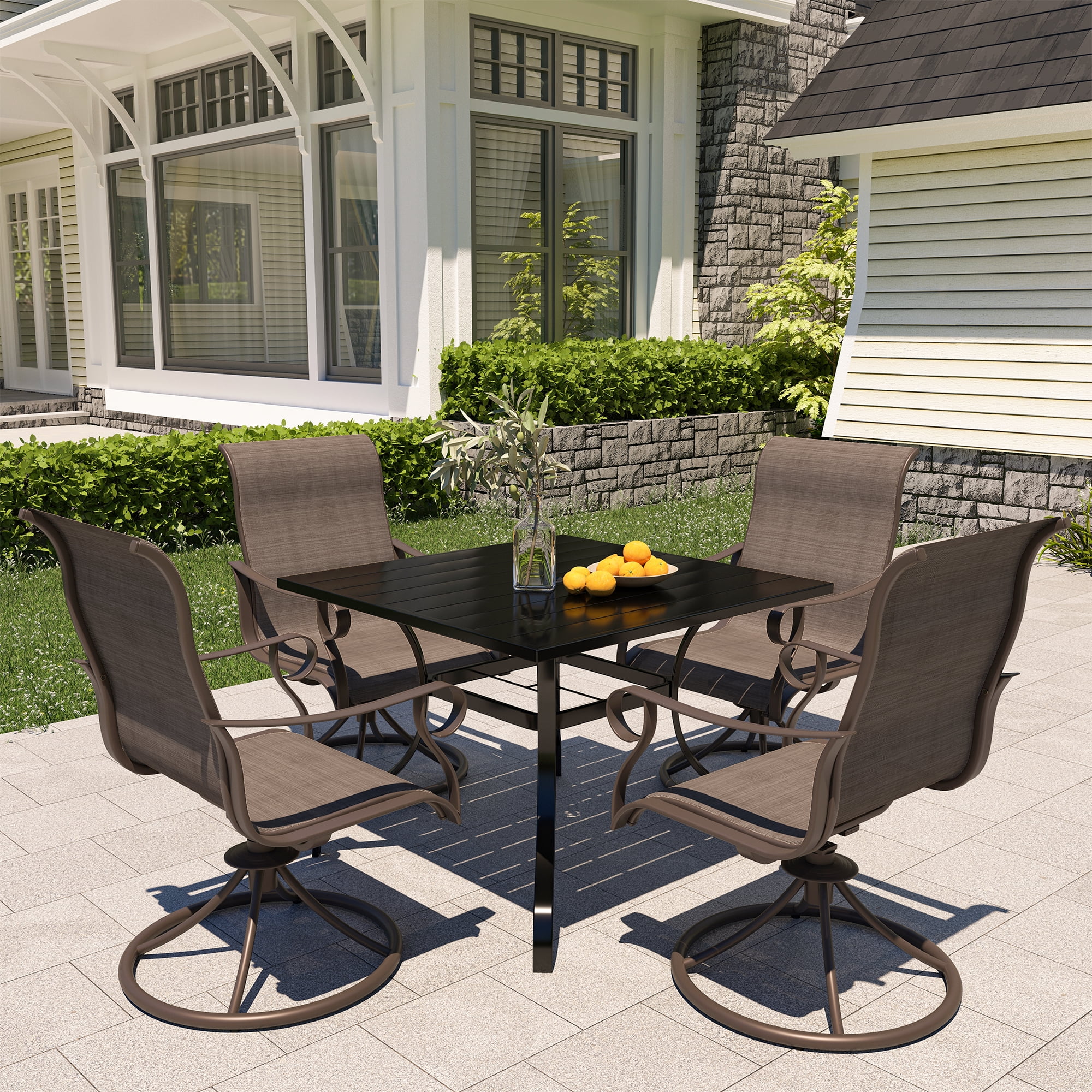 Boyel Living 5-Piece Patio Dining Set, Outdoor Swivel Chairs with ...