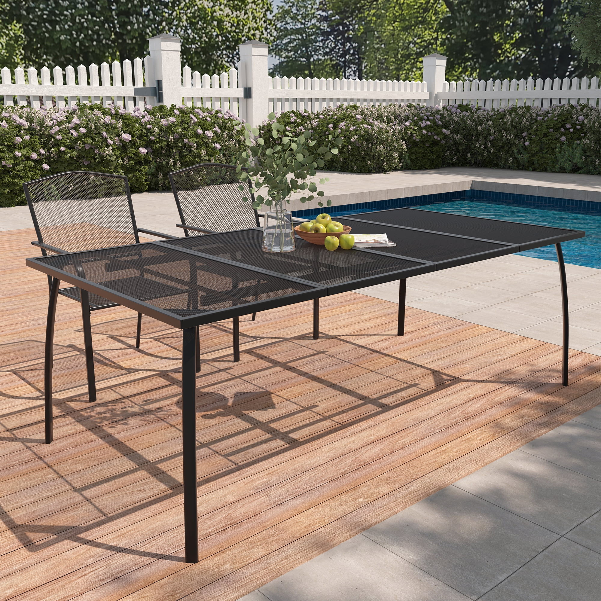 Boyel Living 78 in Rectangle Metal Patio Outdoor Dining Table, Dining ...