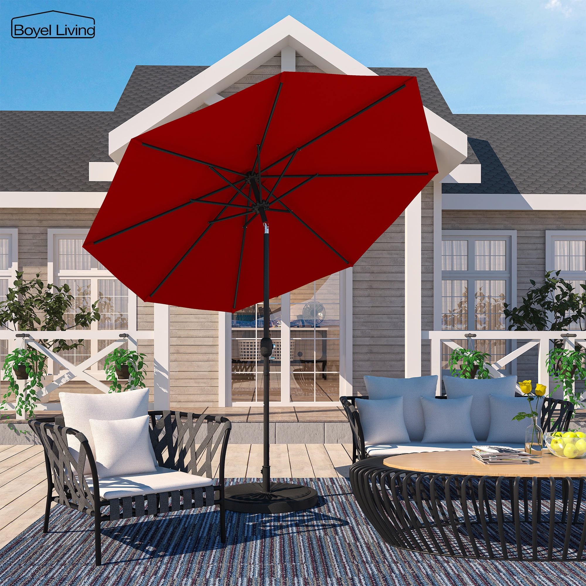 Boyel Living Extra Large 9ft Red Patio Umbrella, Garden & Balcony ...