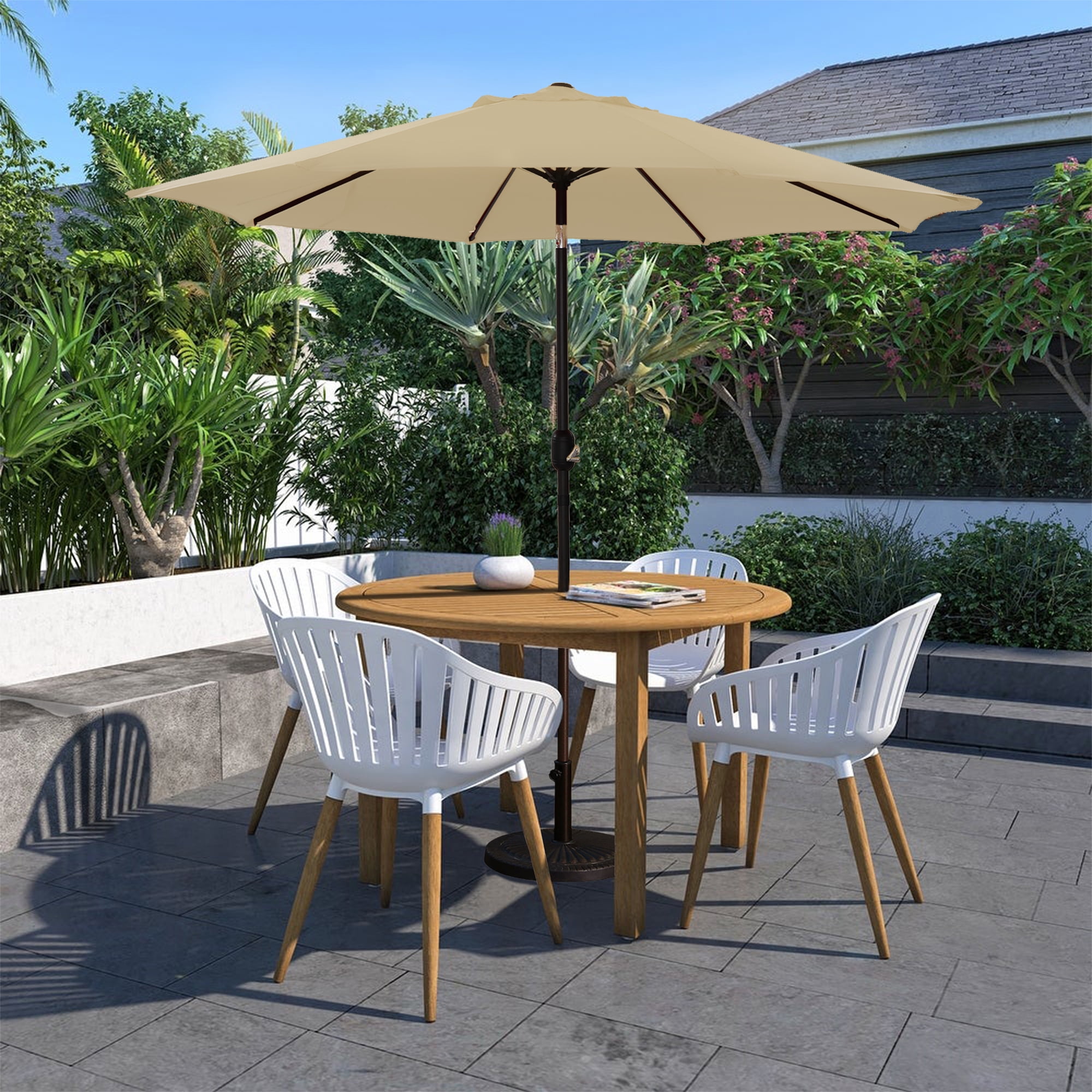 Boyel Living 9ft Taupe Patio Umbrella, Outdoor Market Table Umbrella ...