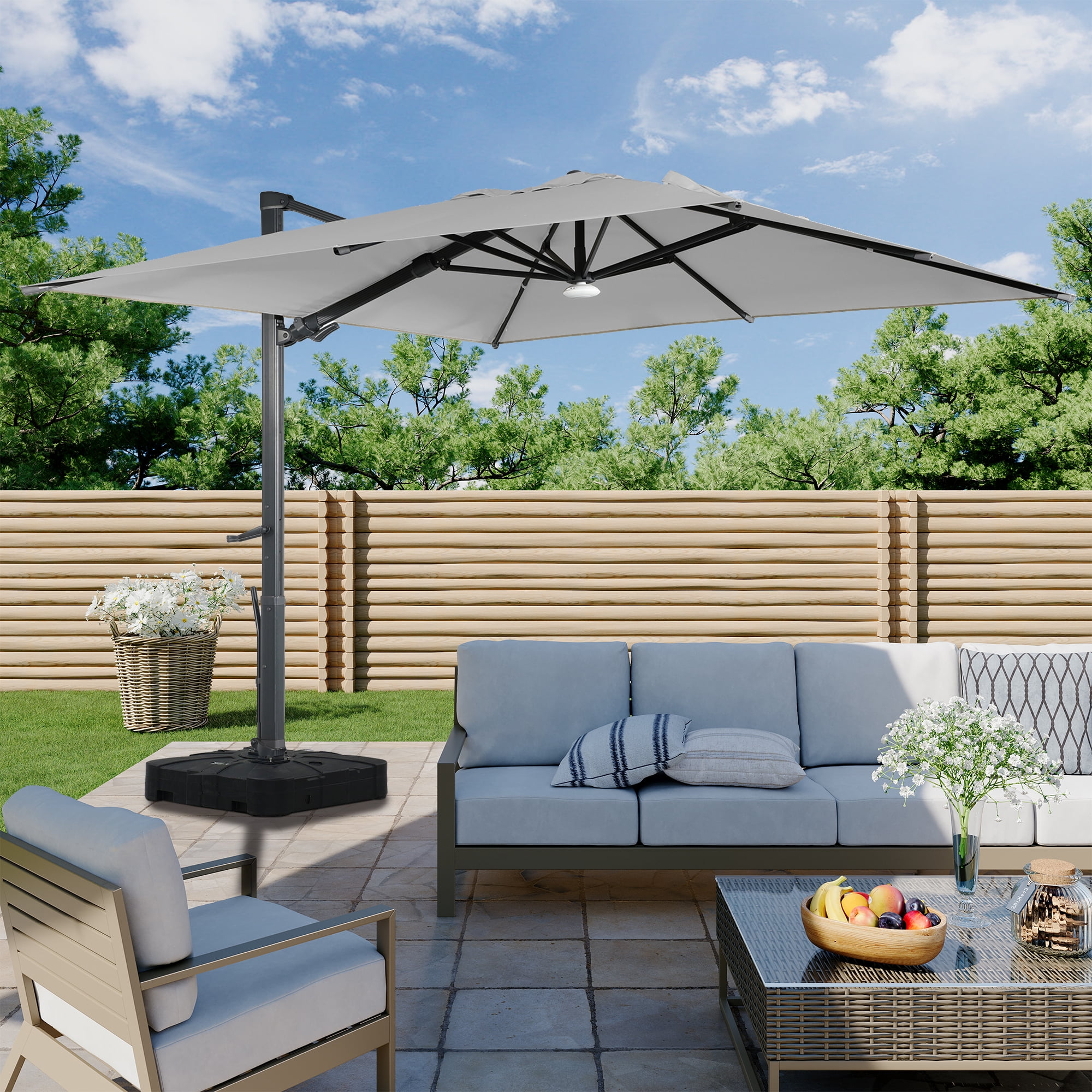 Boyel Living Cantilever Outdoor Patio Umbrellas, with Bluetooth Ambient ...