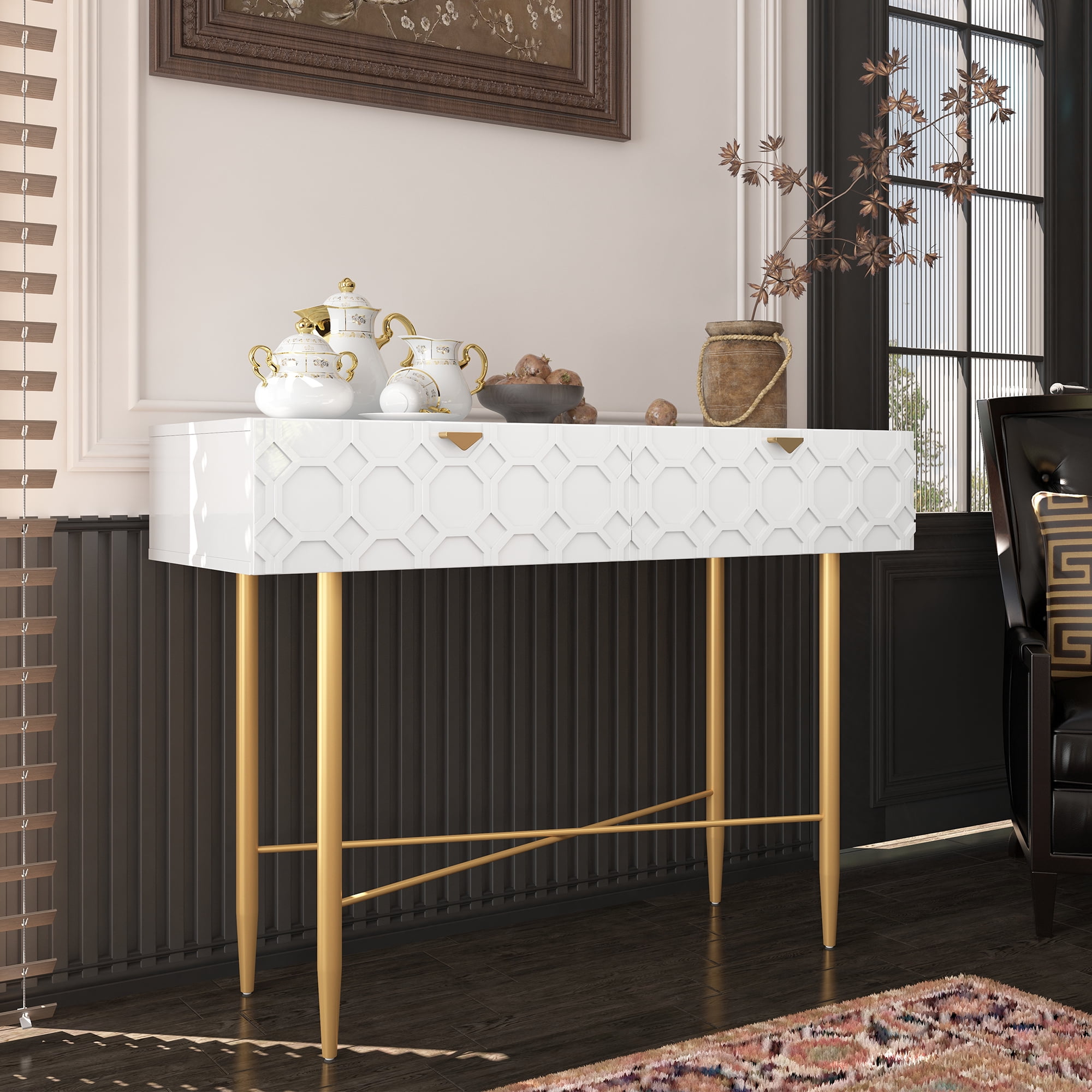 Boyel Living Console Table with 2 Drawers, 41.75" Sofa Coffee Desk ...