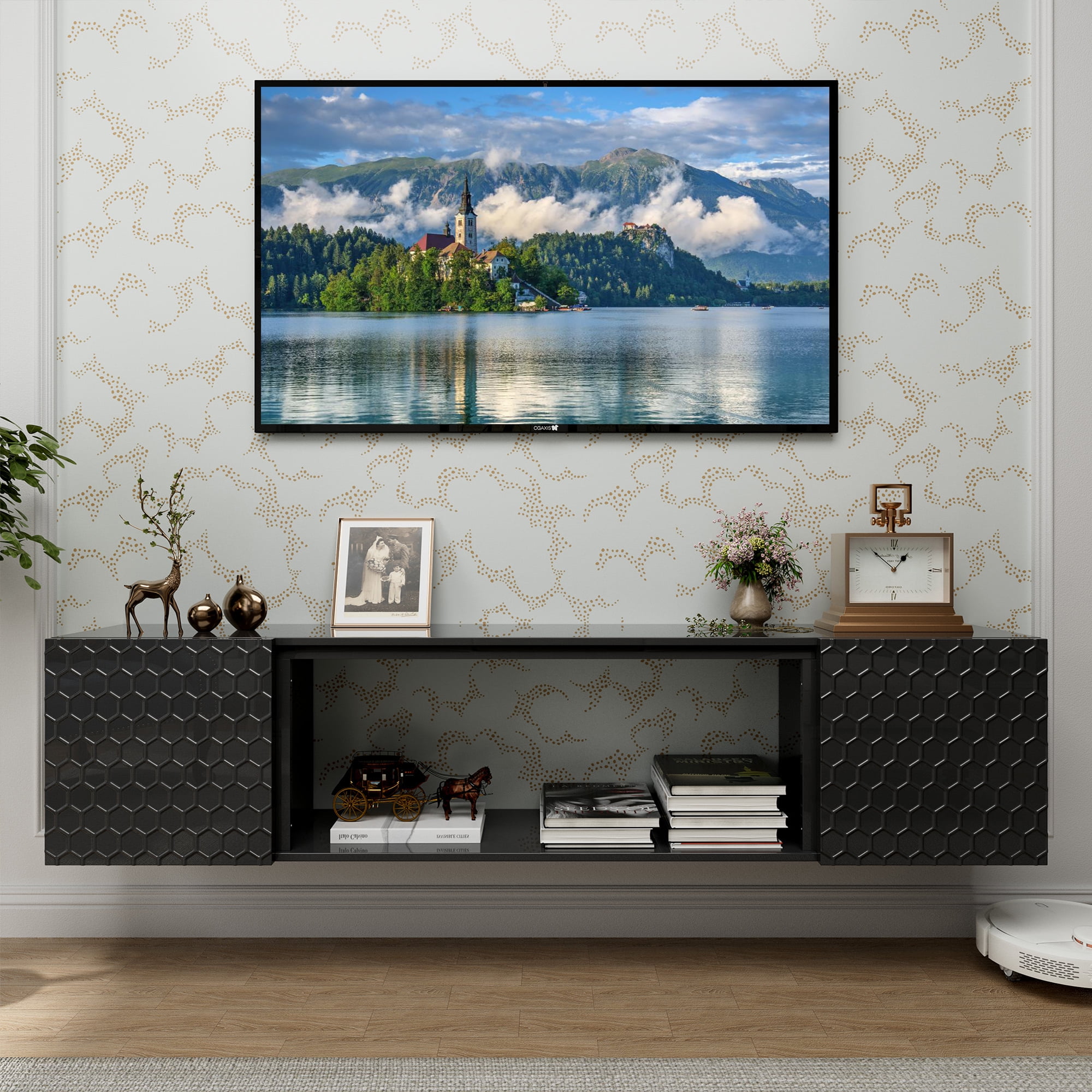 Boyel Living Floating TV Stand for TVs up to 80", Modern High Gloss 67 ...