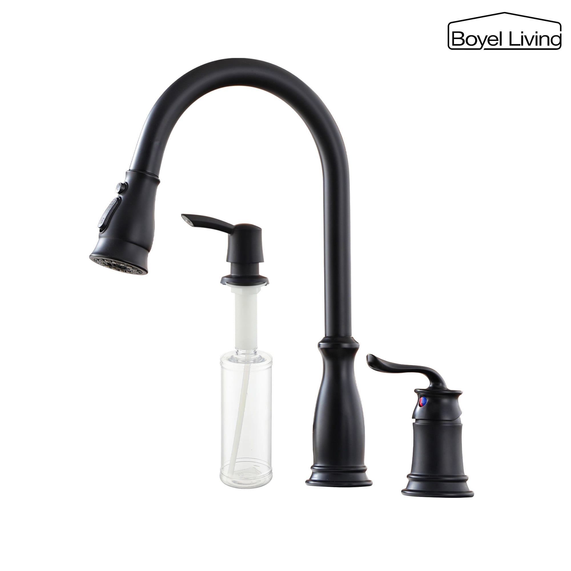 Boyel Living Kitchen Faucet 3-Spray Patterns 1.8 GPM Pull Down Spout ...