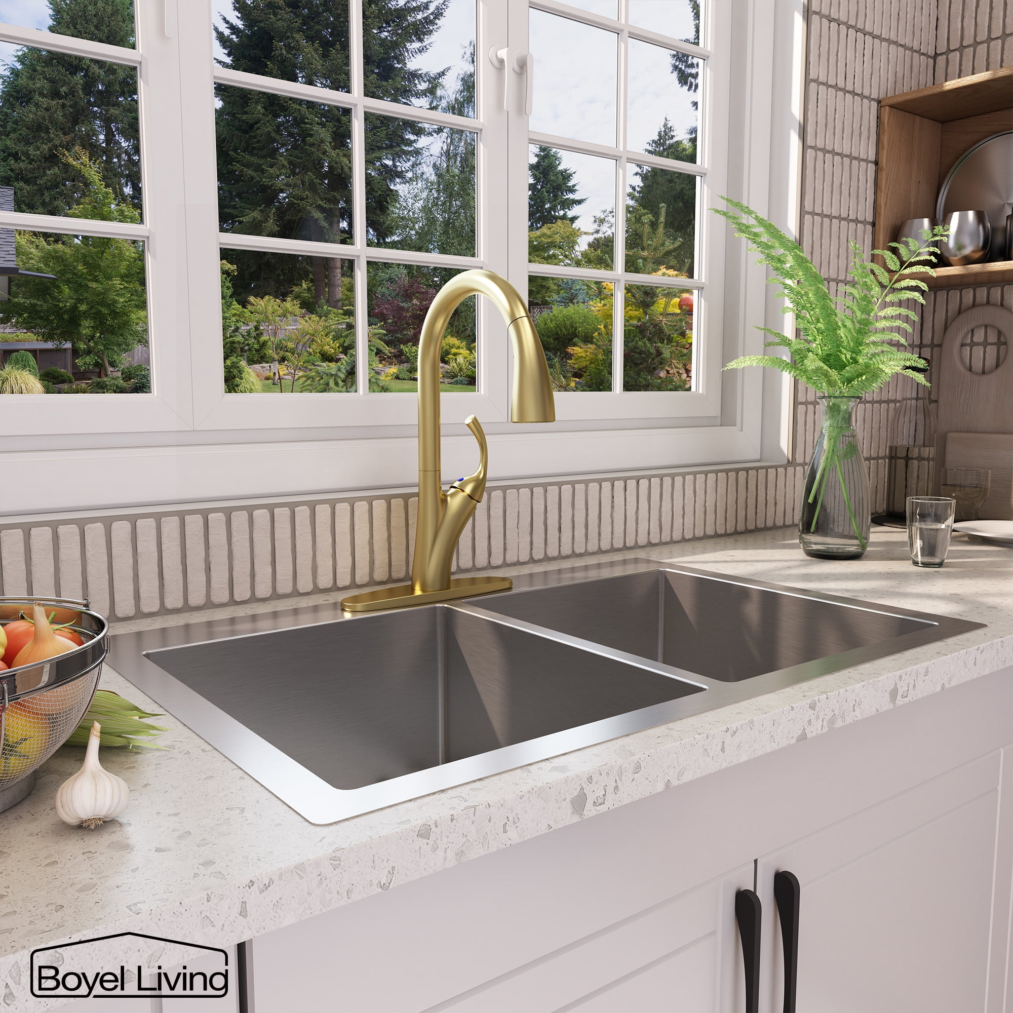 Boyel Living Kitchen Faucet with Pull Down Sprayer,3 Spray Patterns ...