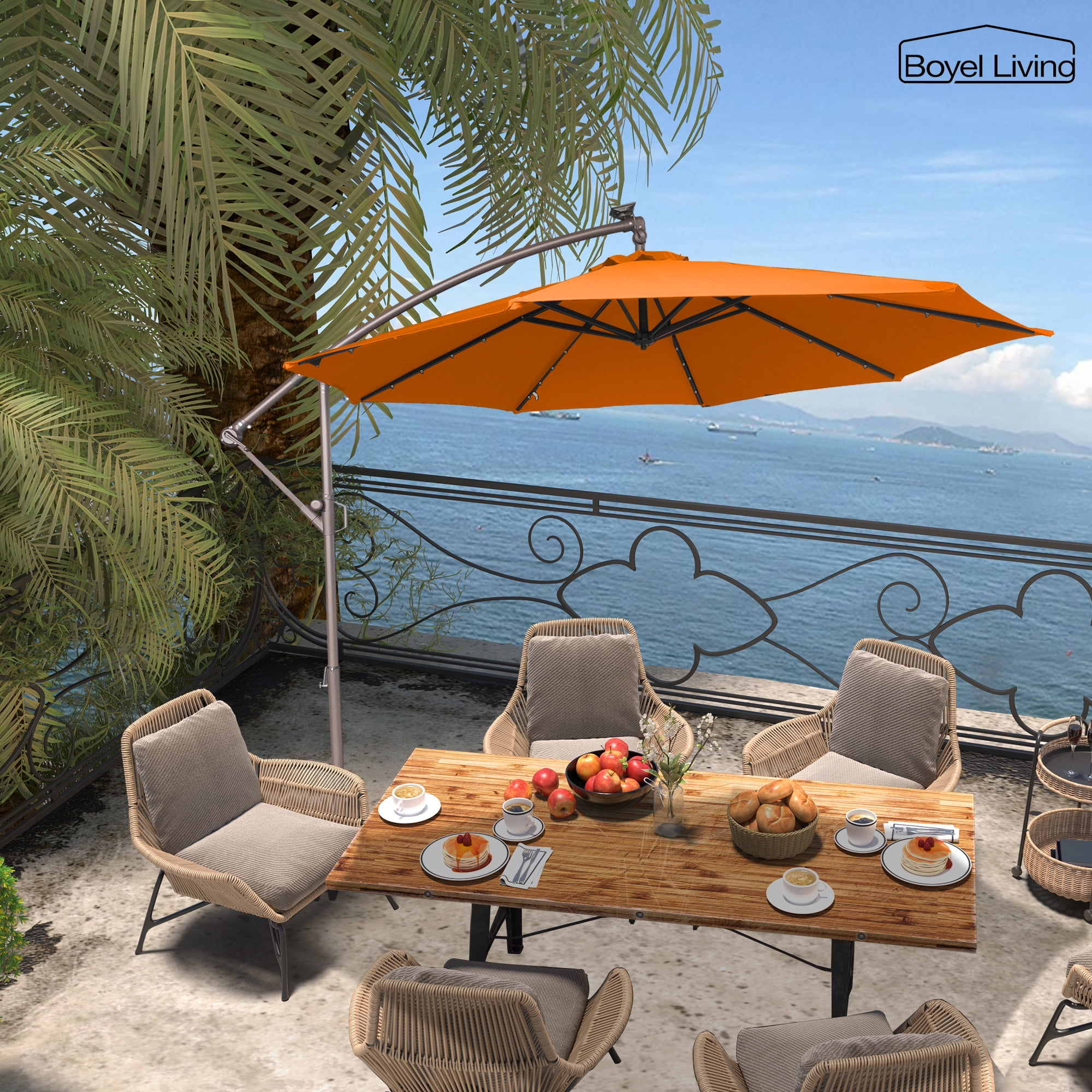 Boyel Living Outdoor Patio Offset Umbrellas with LED, 10FT Offset Patio ...