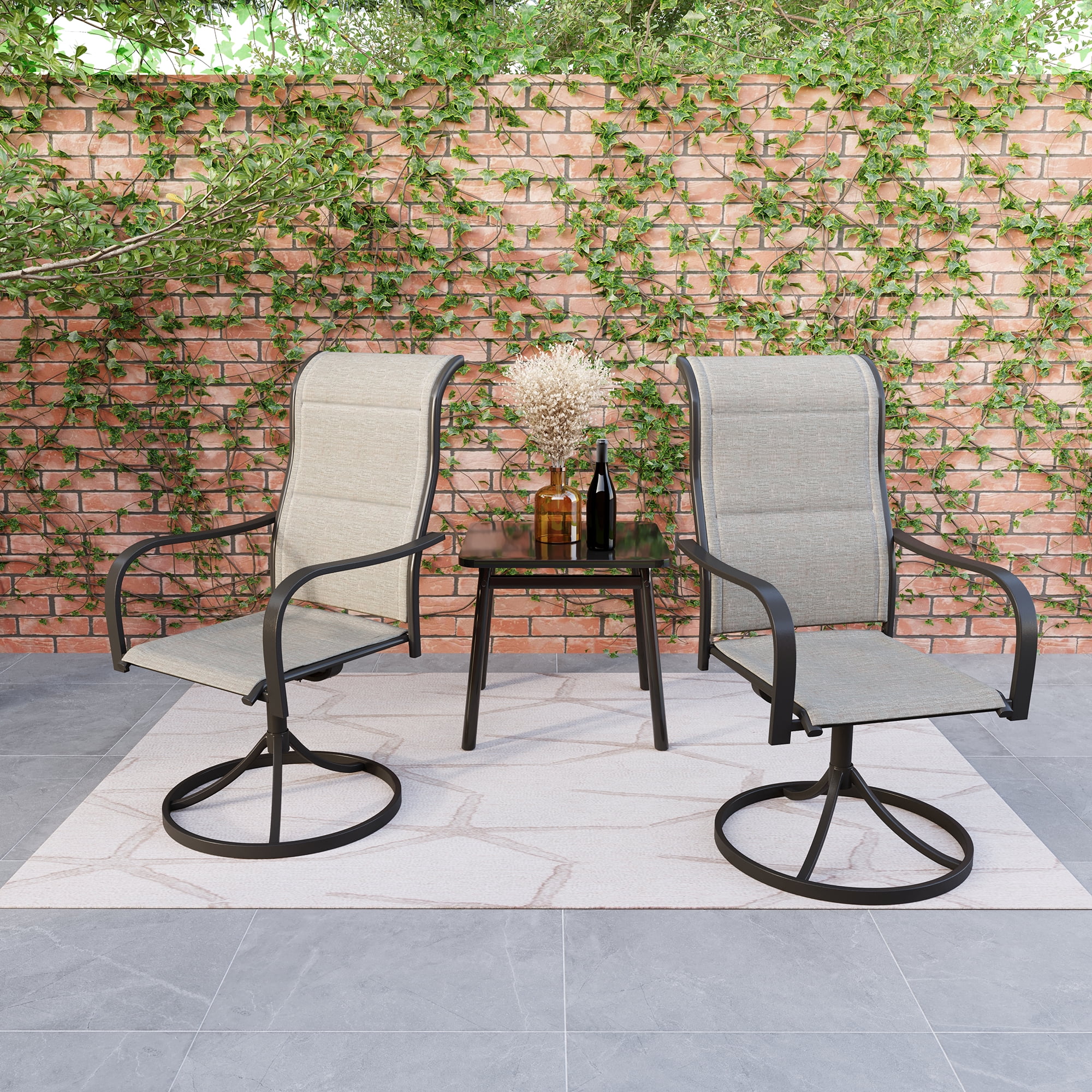 Boyel Living Patio Swivel Chairs Set of 2, Outdoor Textilene Dining ...