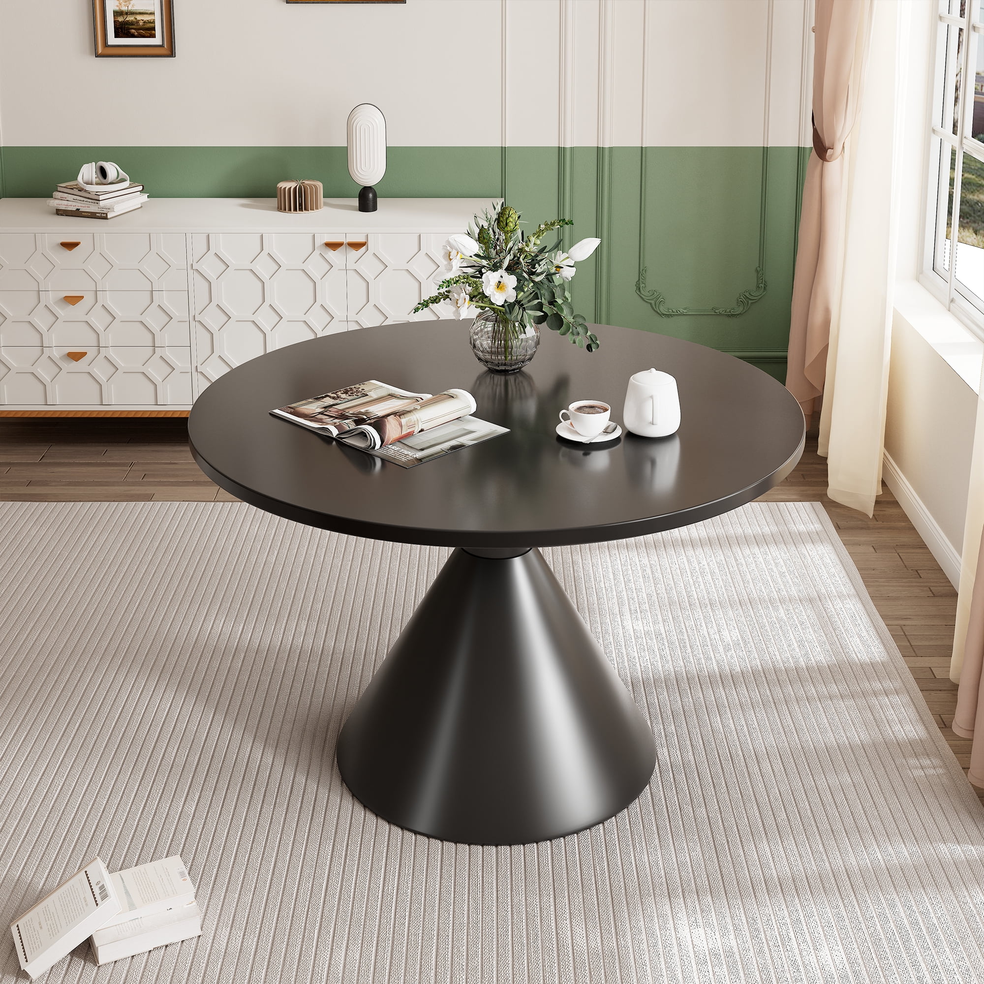 Boyel Living Round Dining Table, Modern Round Coffee Table MDF Tabletop ...