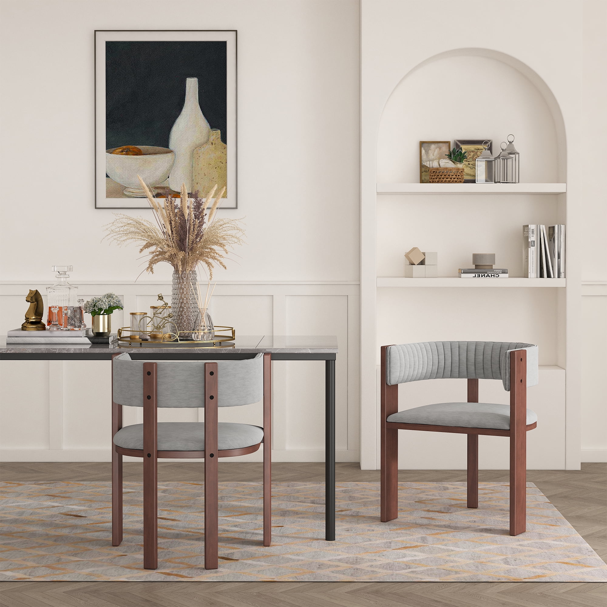 Boyel Living Set of 2 Wooden Dining Chair Gray,Mid Century Modern ...