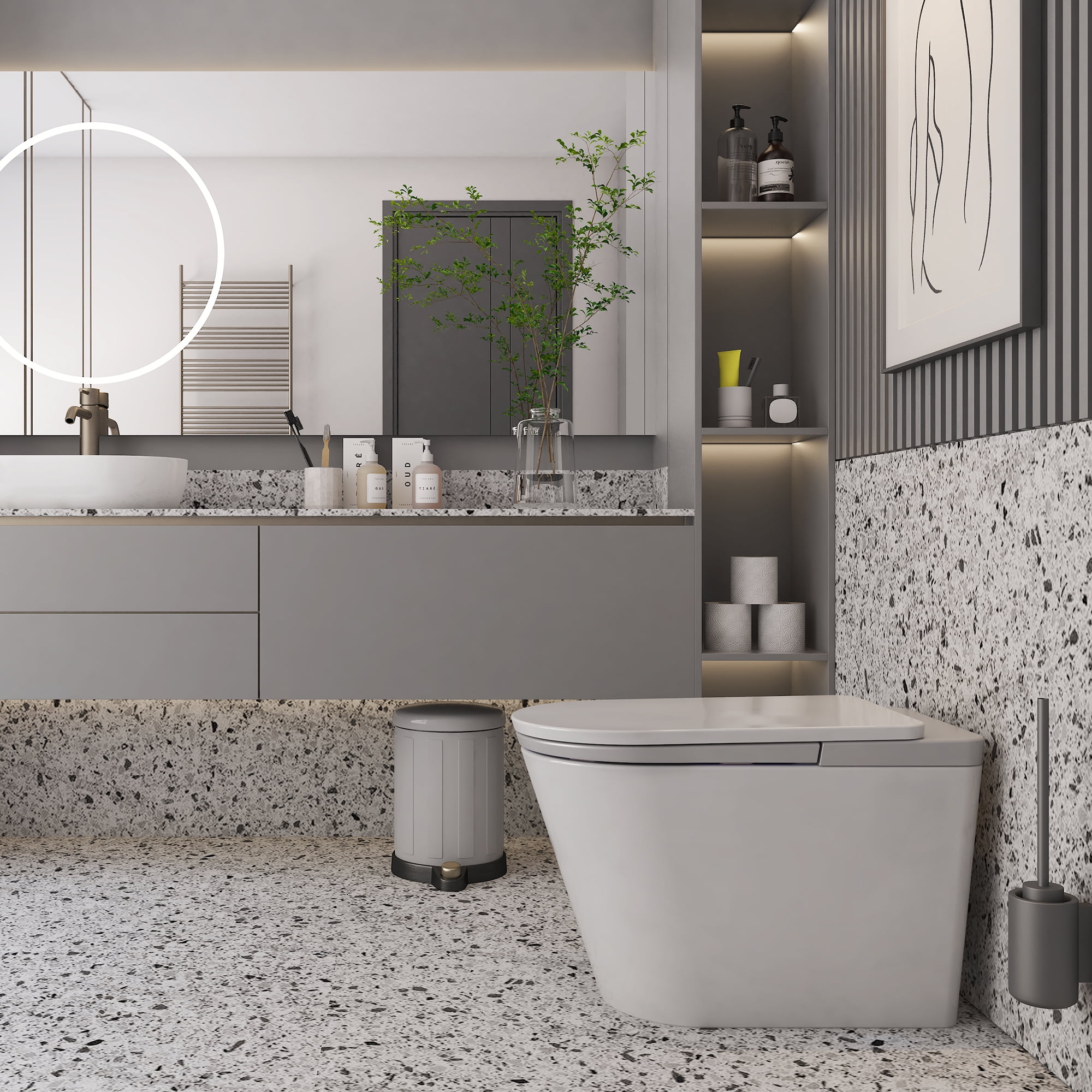 Boyel Living Silver Smart Toilet, One Piece Bidet Toilet, Foot Sensor ...