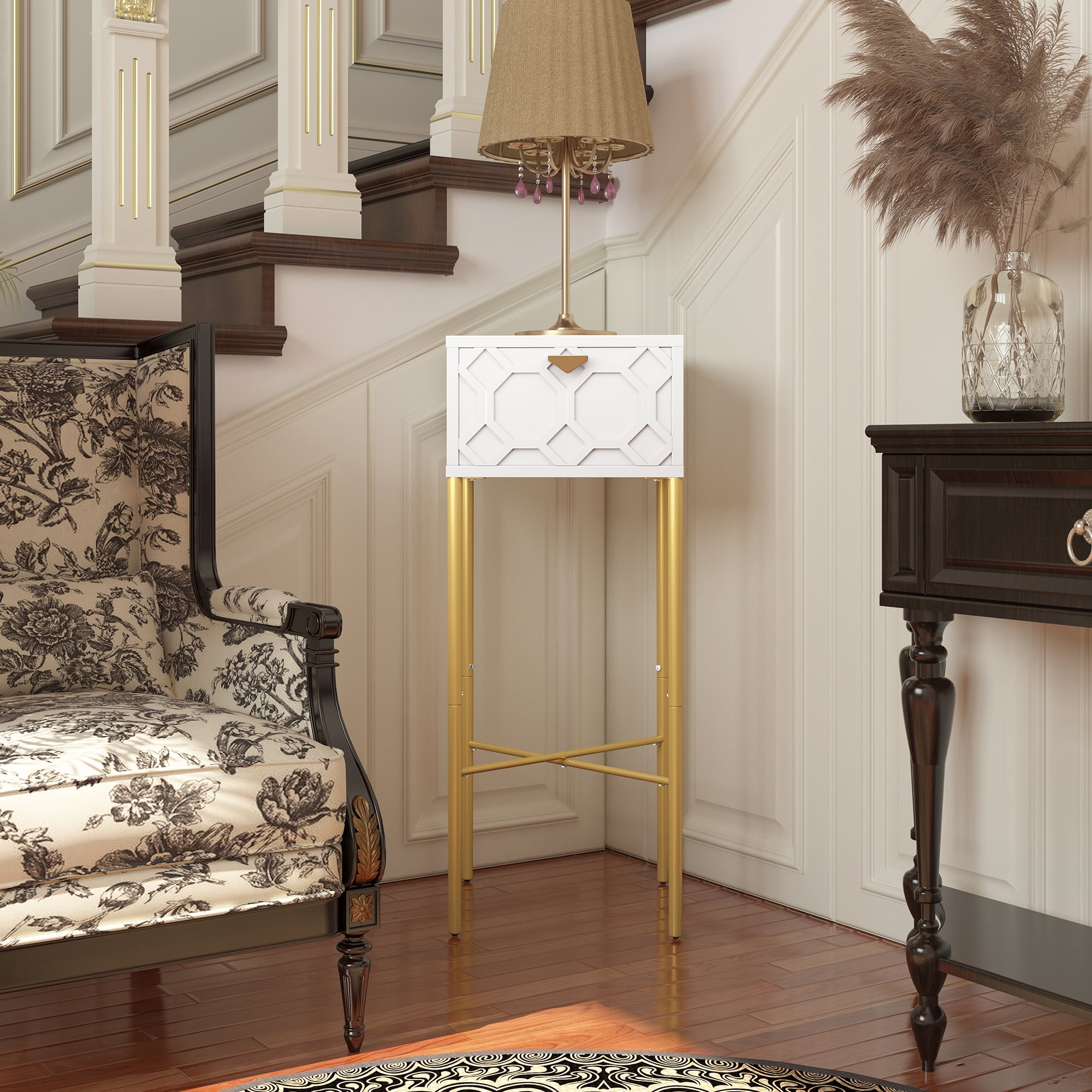 Boyel Living Small Corner Table with Storage, Side Table Nightstand ...