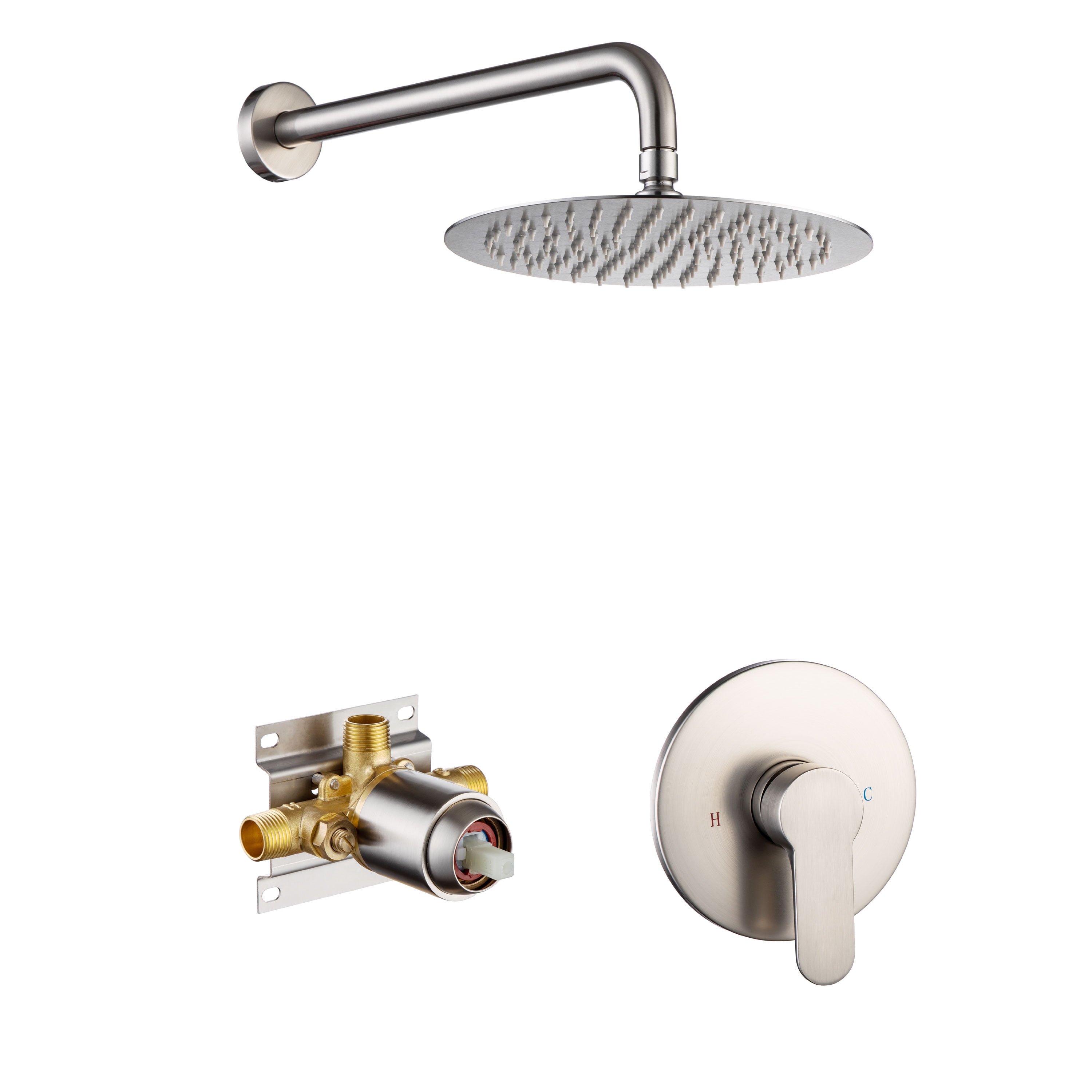 Boyel Living Wall Mount Balance Valve Shower System Round 10 inch ...