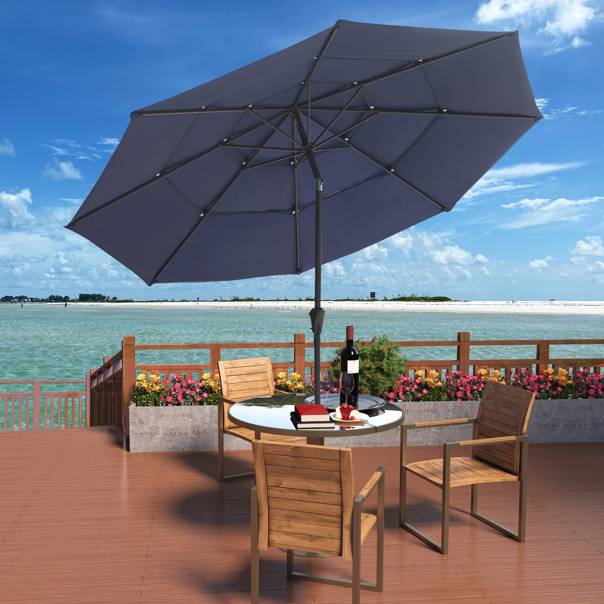 Boyel living 10ft Outdoor Patio Umbrella 3-Tier Market Sunshade ...