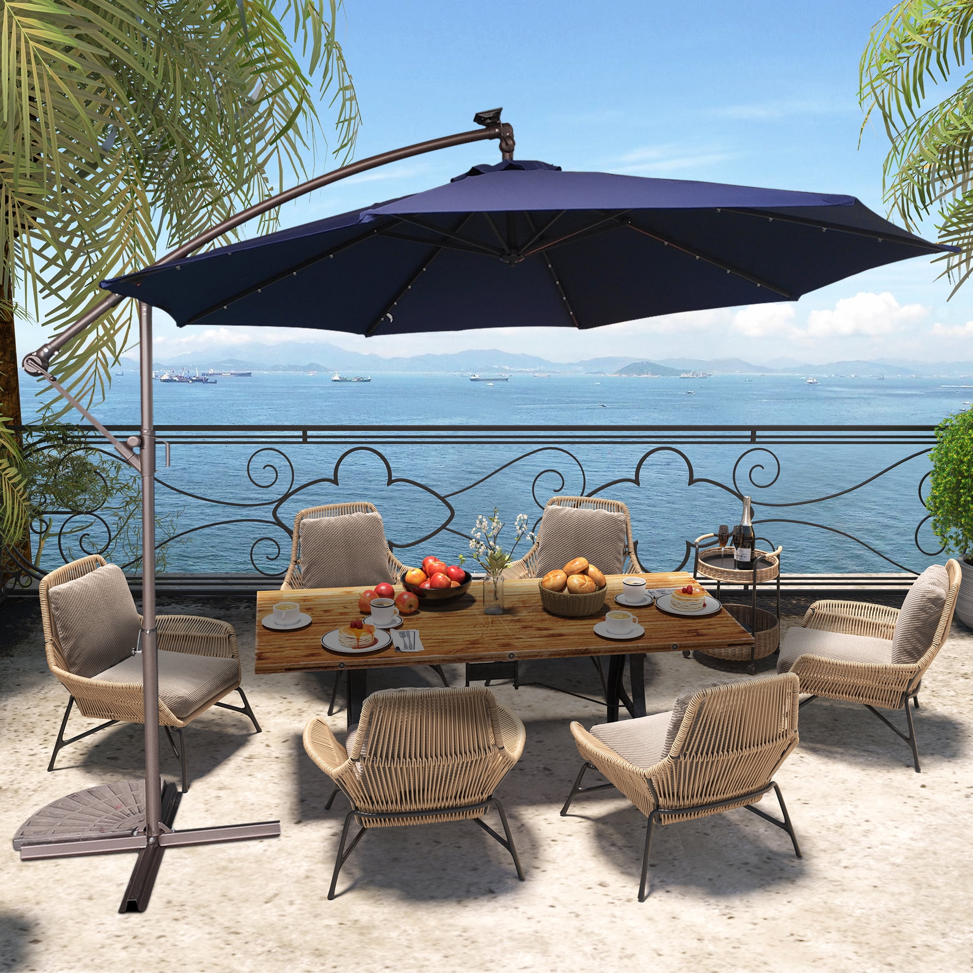 Boyel living 10ft Outdoor Patio Umbrella with 32 Solar LED Lights ...