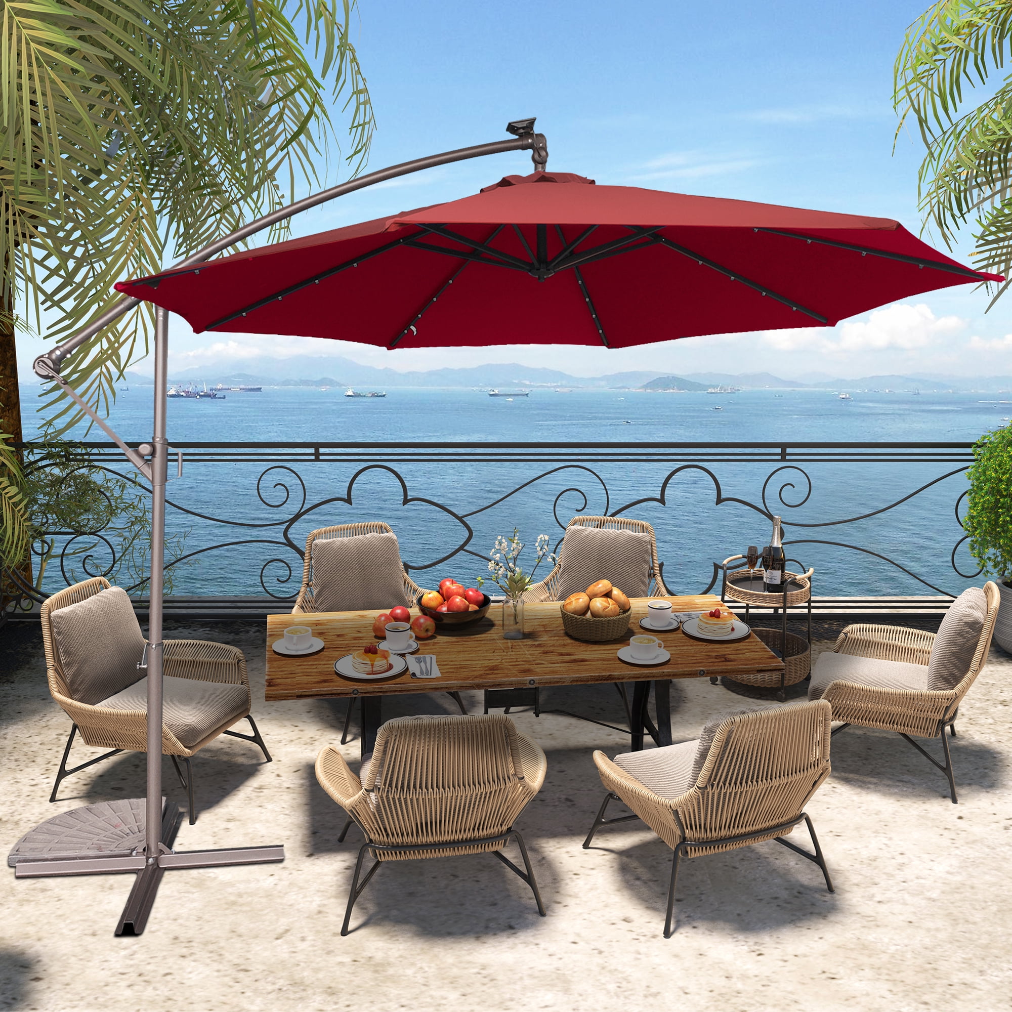 Boyel living 10ft Outdoor Patio Umbrella with 32 Solar LED Lights ...