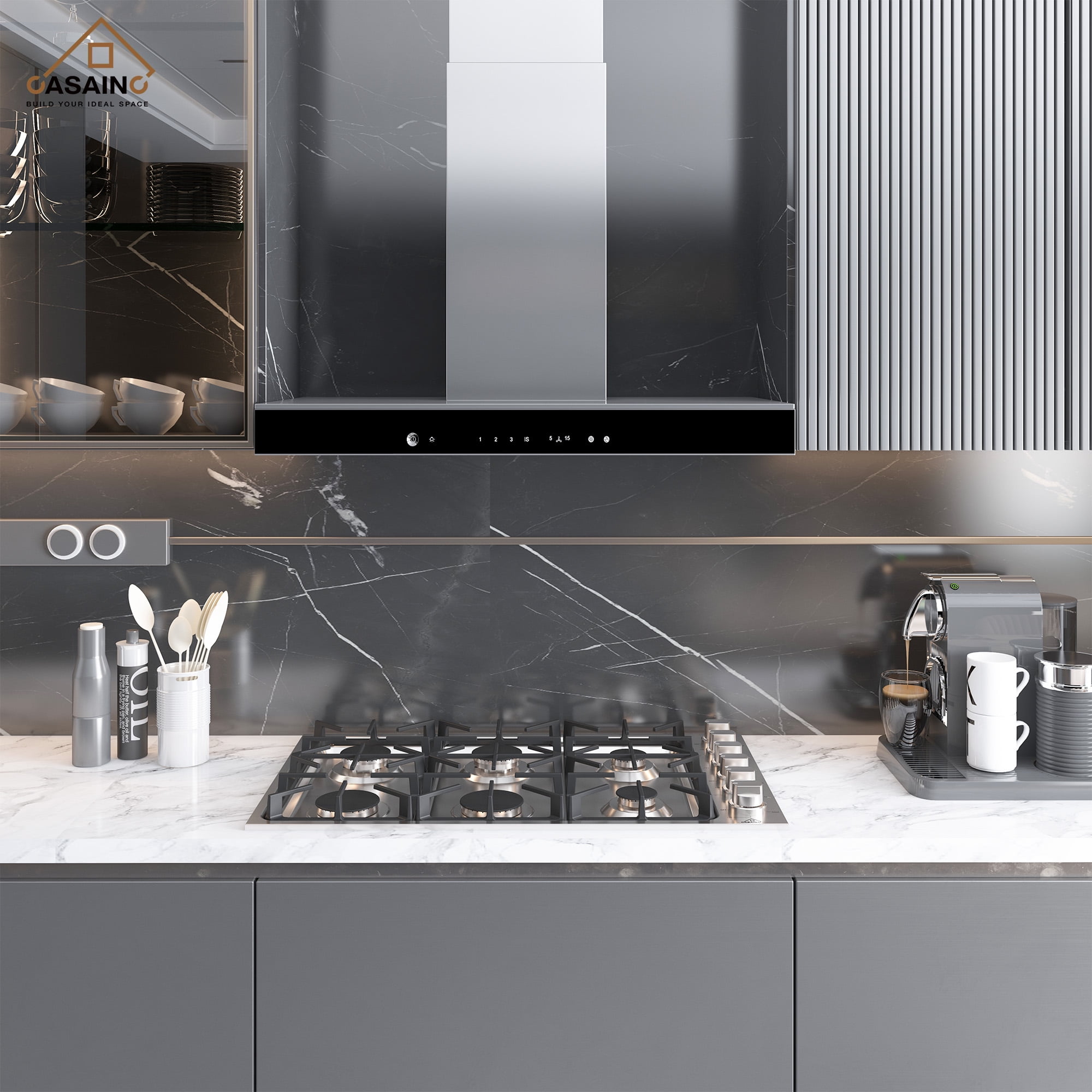 Boyel living 36 in. 6 Burners Top Control Gas Cooktop in Stainless ...
