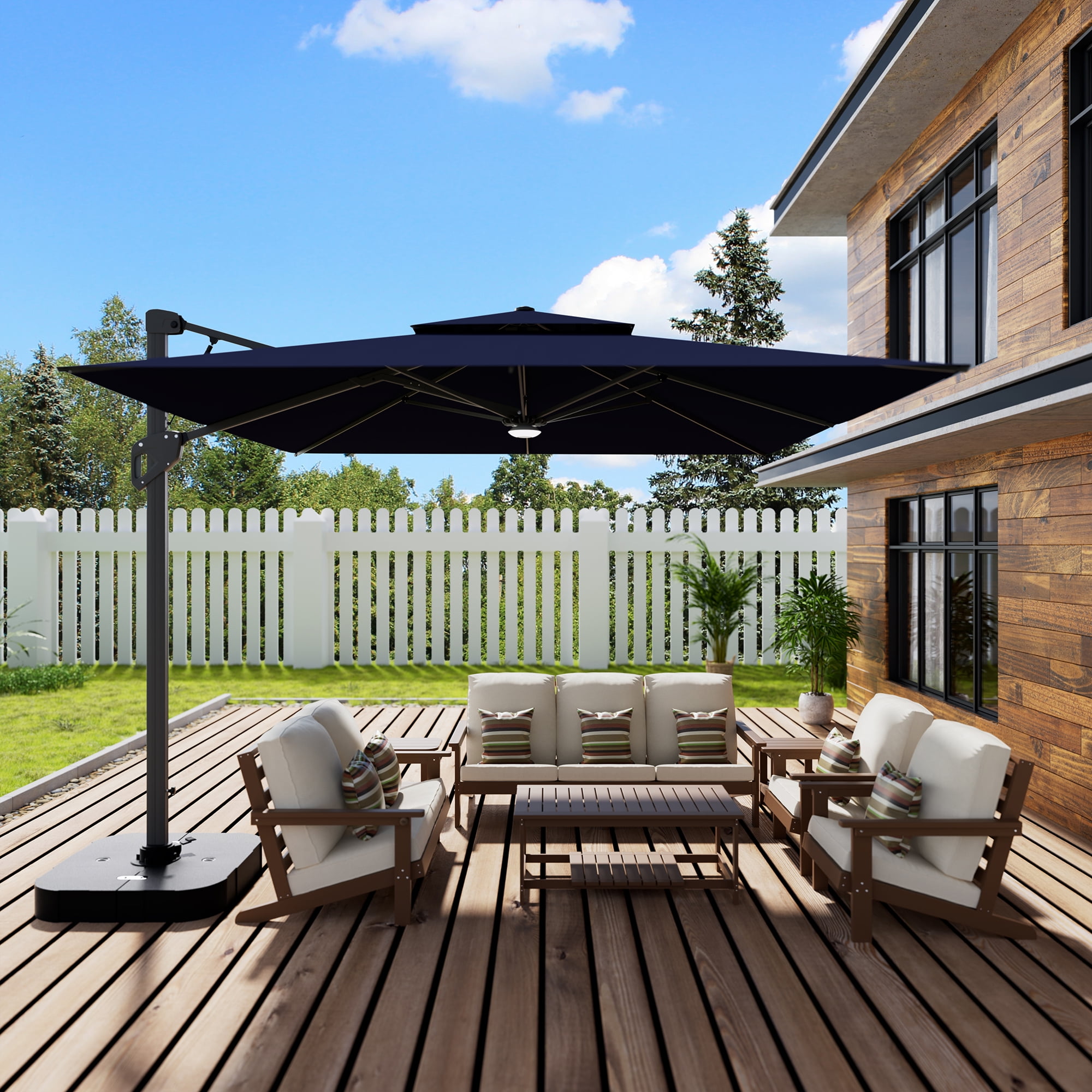 Boyel living Aluminum and Steel Cantilever LED Outdoor Patio Umbrella ...