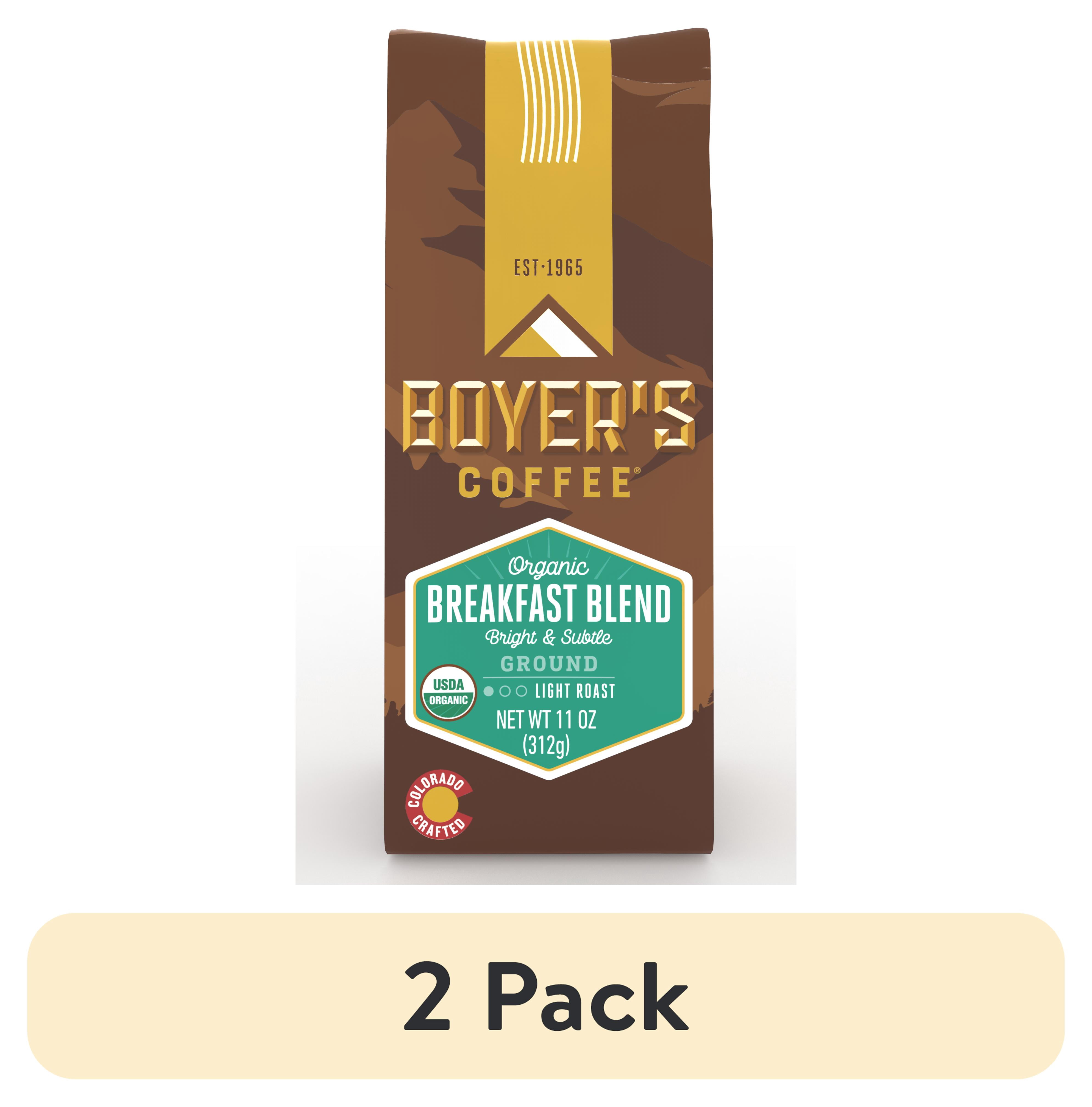 (2 pack) Boyer's Coffee Organic Breakfast Blend, Ground Coffee, Light ...
