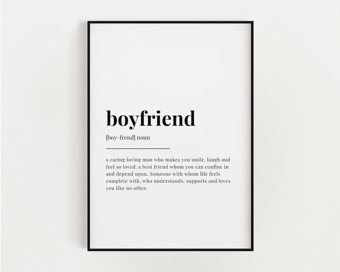 Boyfriend Definition Meaning, Wall Art, Boyfriend Gift, Print ...