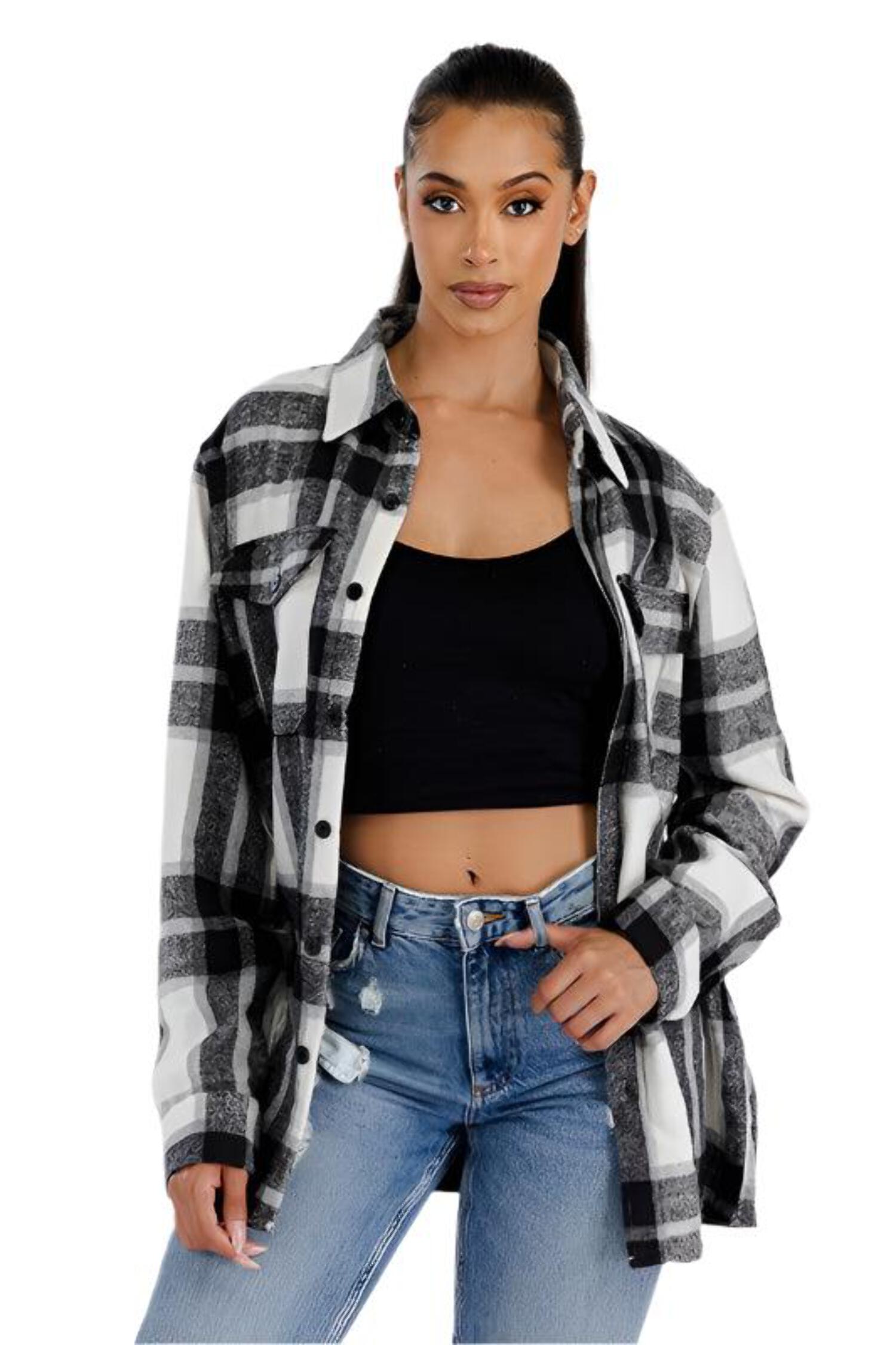 Boyfriend Oversized Soft Flannel Shacket 5 Colors - Walmart.com