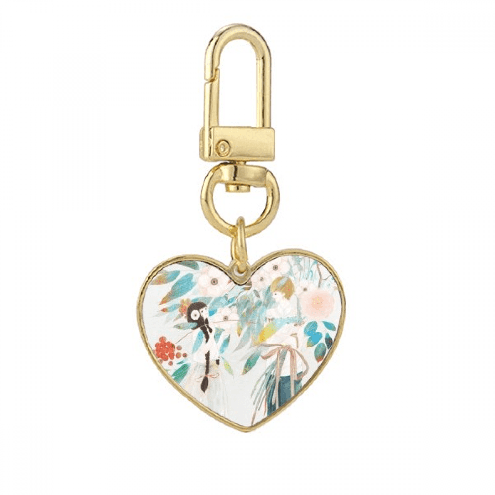 Boygirl Chinese Classical Style Illustrator Gold Heart Keychain Metal ...
