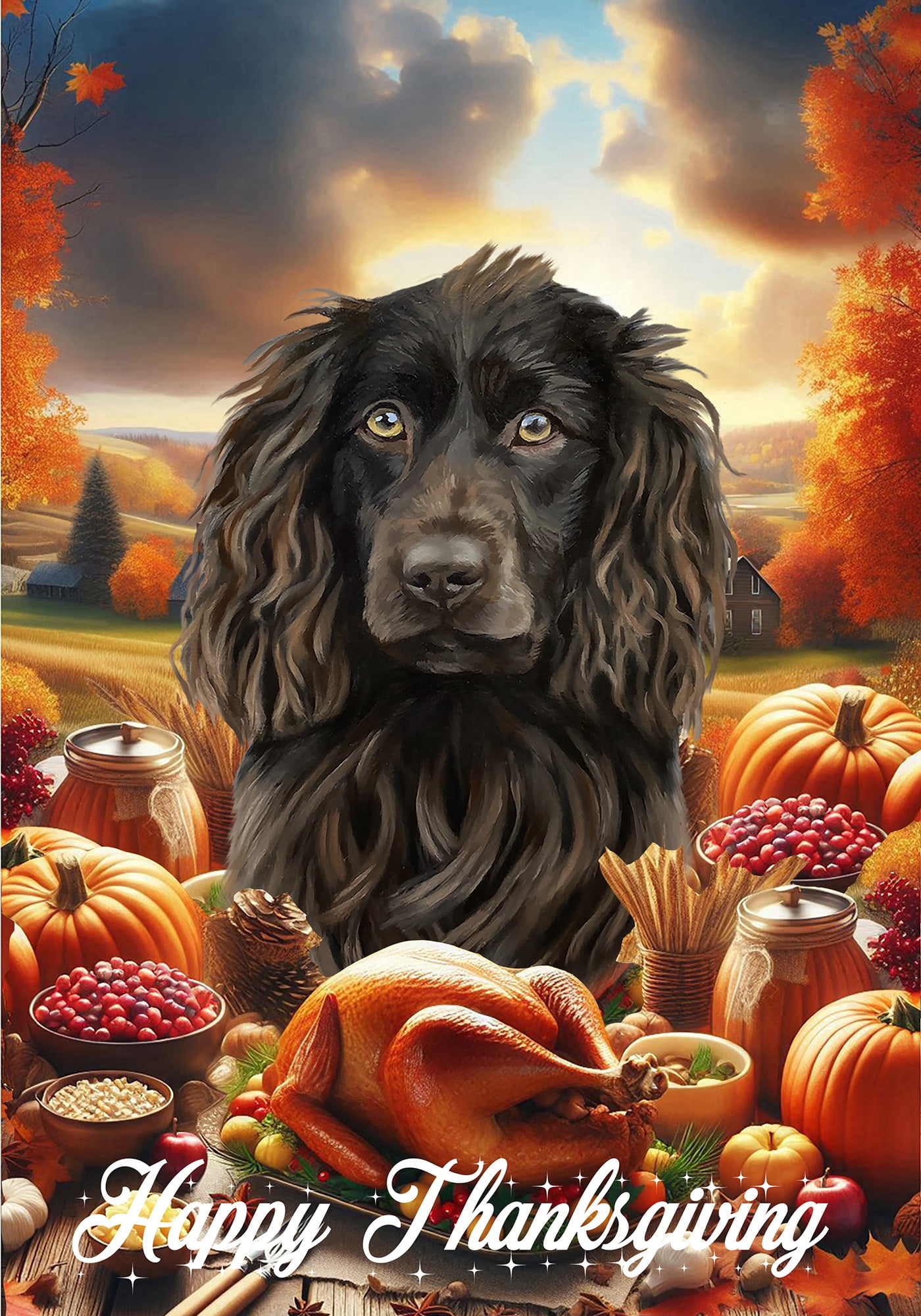 Boykin Spaniel - Best of Breed Thanksgiving Outdoor House Flag 28" x 40 ...