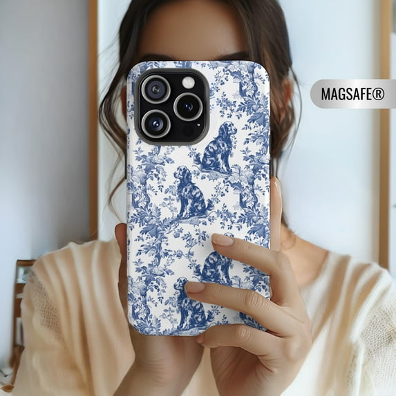 Boykin Spaniel Blue Toile Dog Mom Case for iPhone 17 through 11 Pro Max ...