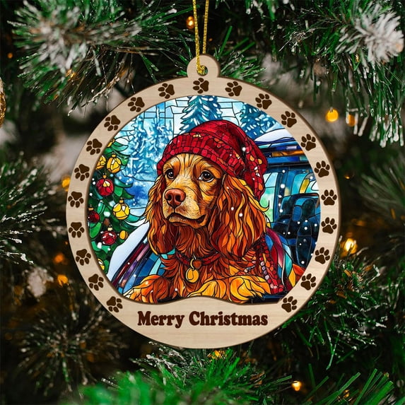 Boykin Spaniel Christmas Dog Ornament, Boykin Spaniel Dog Stained Glass ...
