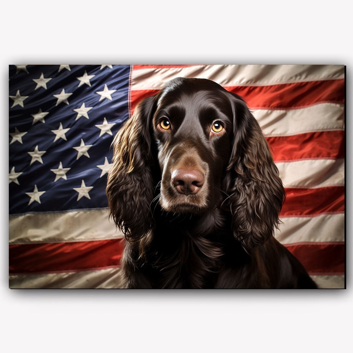 Boykin Spaniel Dog with American Flag Canvas Wall Art Dog Pictures for ...