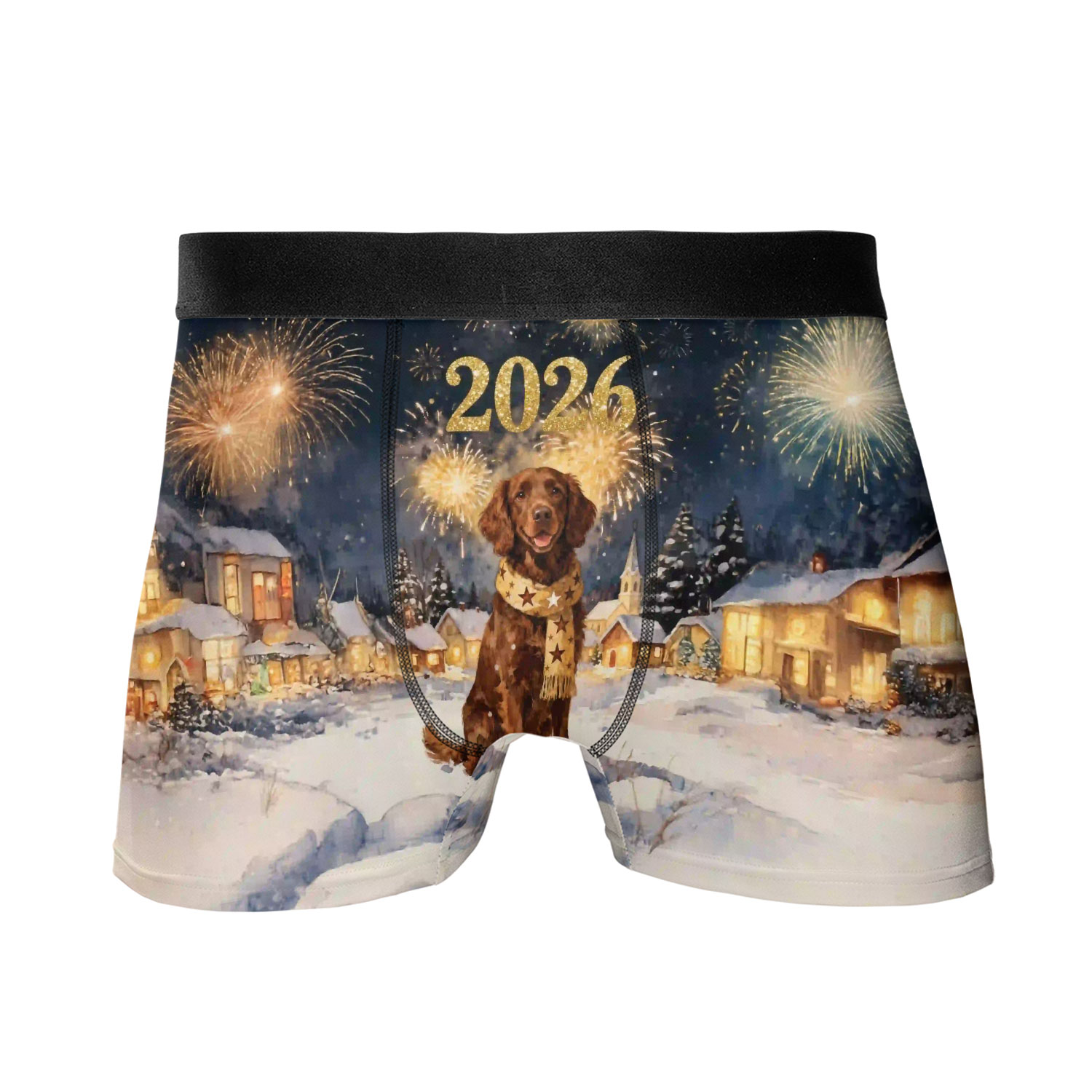 Boykin Spaniel Happy New Year 2026 with Fireworks on New Year's Eve All ...
